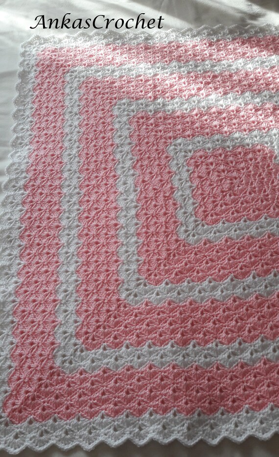 Beautiful Shells Baby Blanket pink and White | Etsy