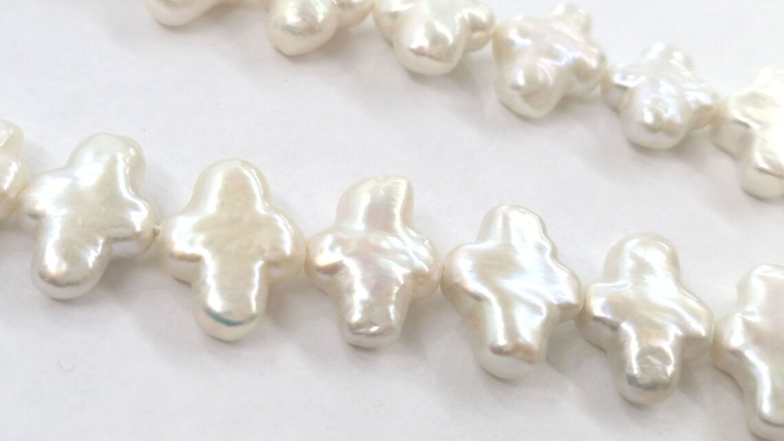 Cultured Freshwater Pearl Cross Shape Beads Approx. 9x15mm-16"l - Etsy
