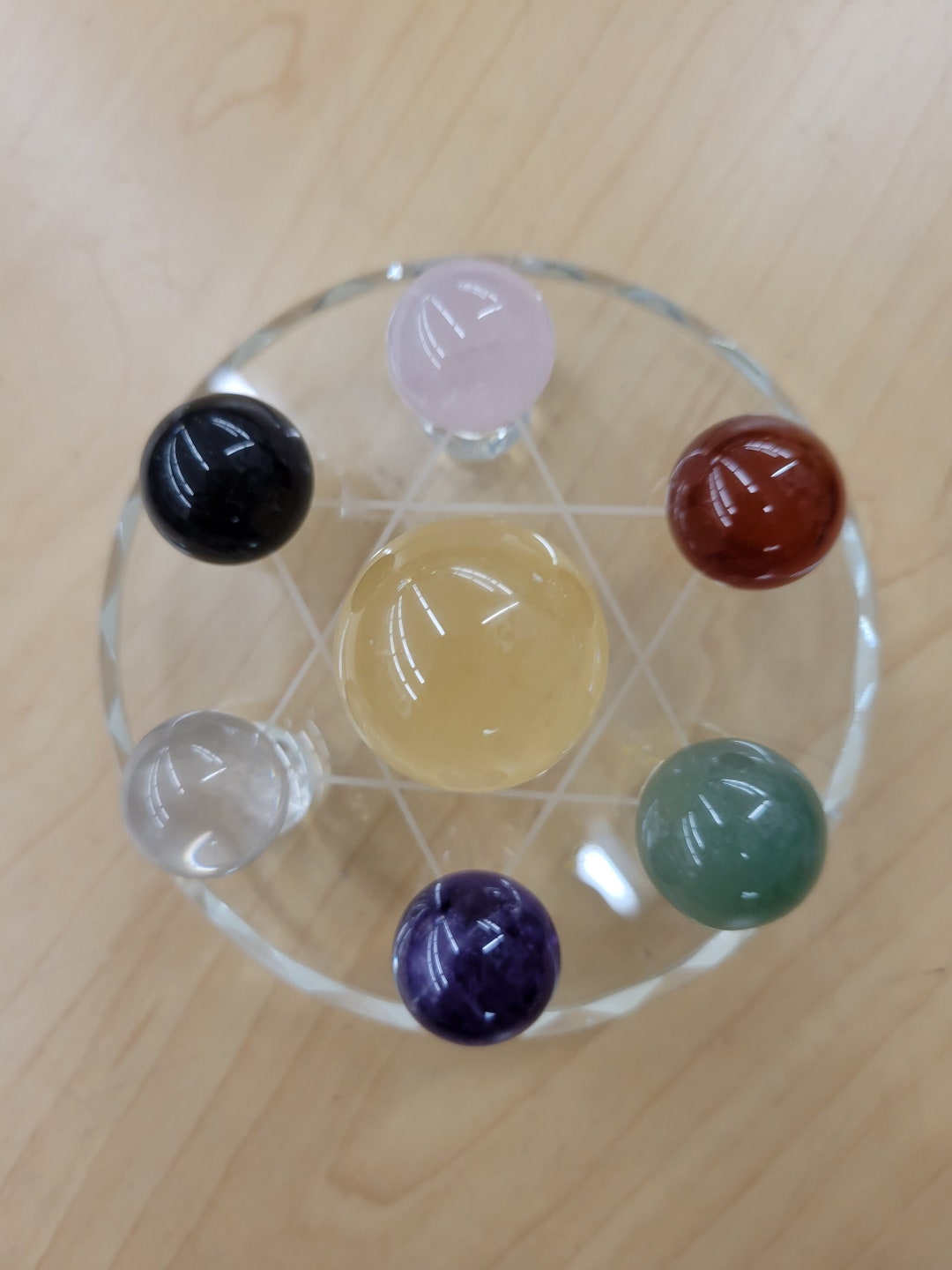 Crystal Chakra Spheres With Crystal Plate - Etsy