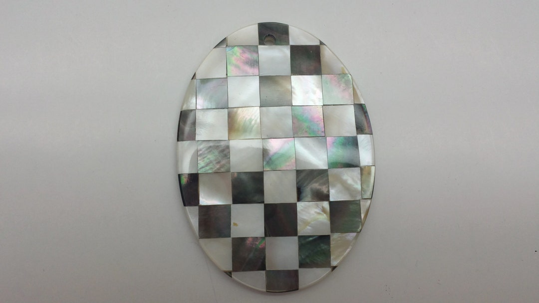 Checkered Shell Pendant 60mm/ 2 Pcs - Etsy