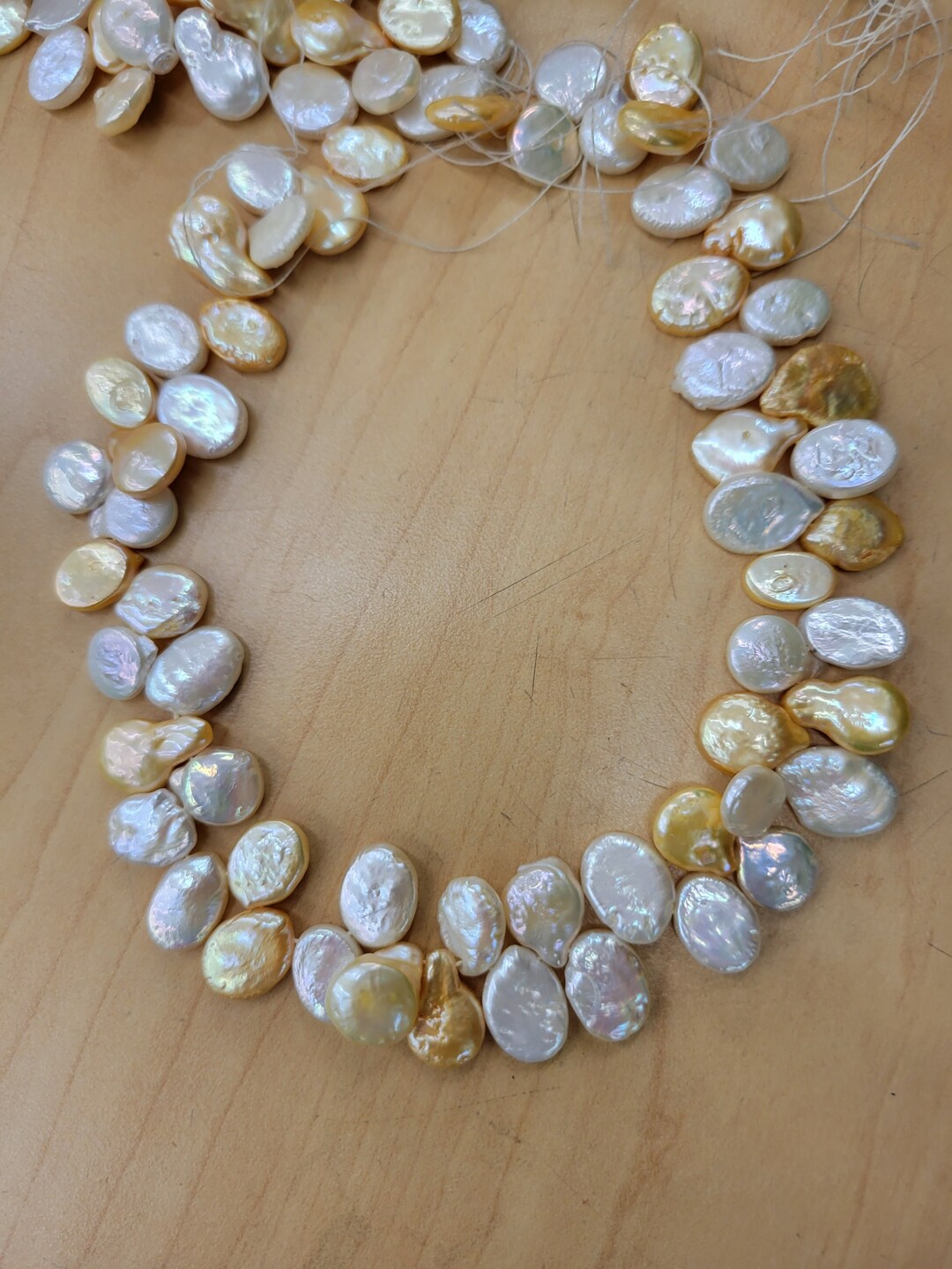 Freshwater Pearls Top Drill Oval Shape Mix White and Yellow 10x 12-13mm ...