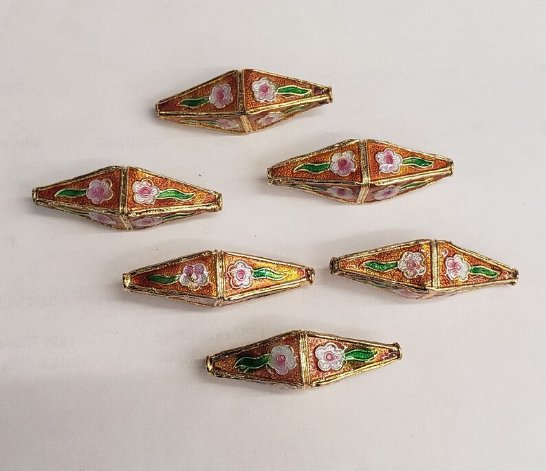 9x32mm Diamond / Double-cone Shaped Cloisonne Beads in Light Blue ...