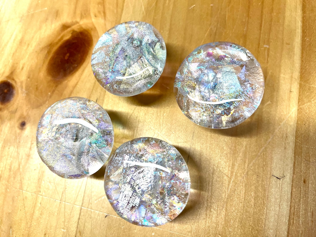 Dichroic Clear Fused Art Glass Cabinet Pulls or Drawer Knobs Round - Etsy