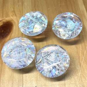 Dichroic Clear Fused Art Glass Cabinet Pulls or Drawer Knobs Round - Etsy