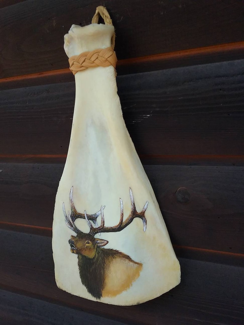 Bull Elk Painting on Buffalo Scapula,bison Scapula Bone - Etsy