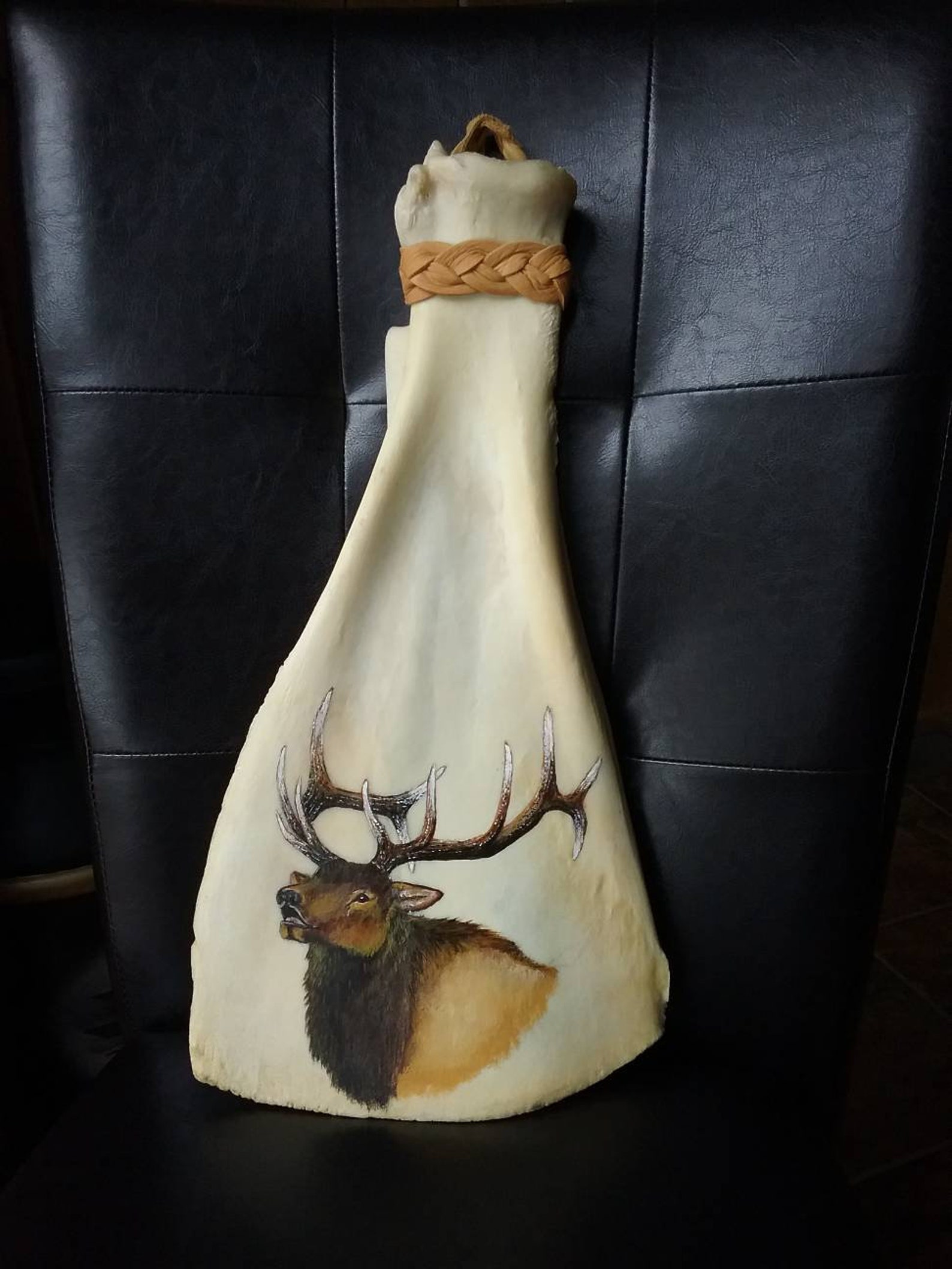Bull elk painting on buffalo scapulabison scapula bone | Etsy