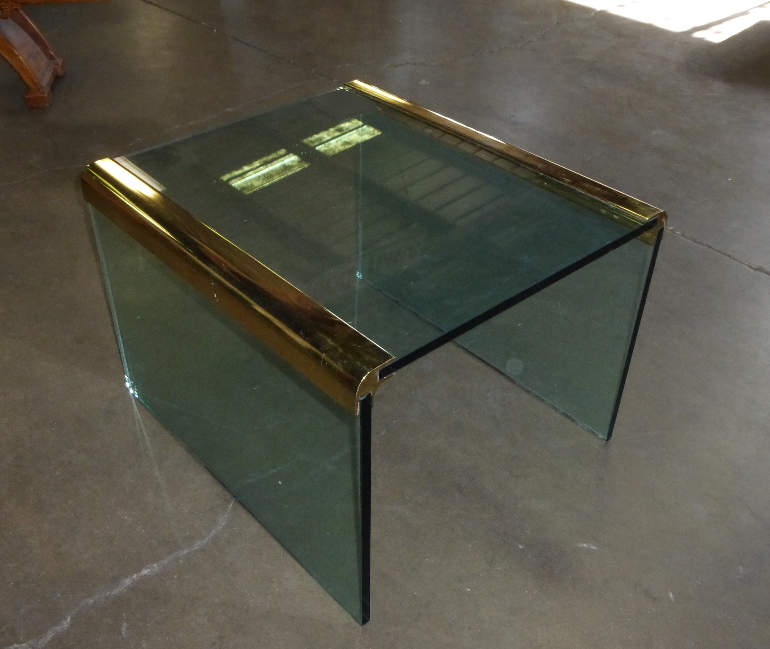Pace Collection By Leon Rosen Vintage Brass & Glass End Table Coffee Table