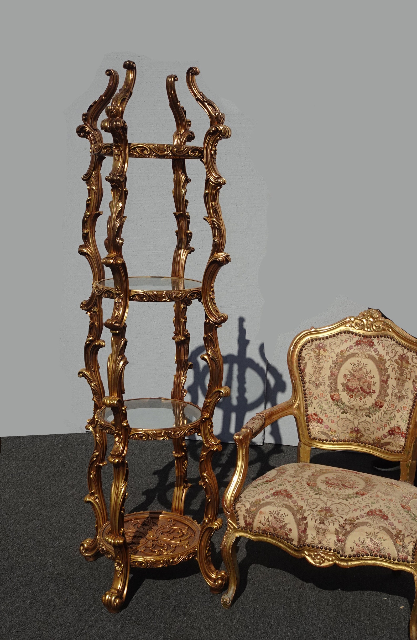 Vintage Gold Rococo Etagere Stand French Provincial Italian Style ...