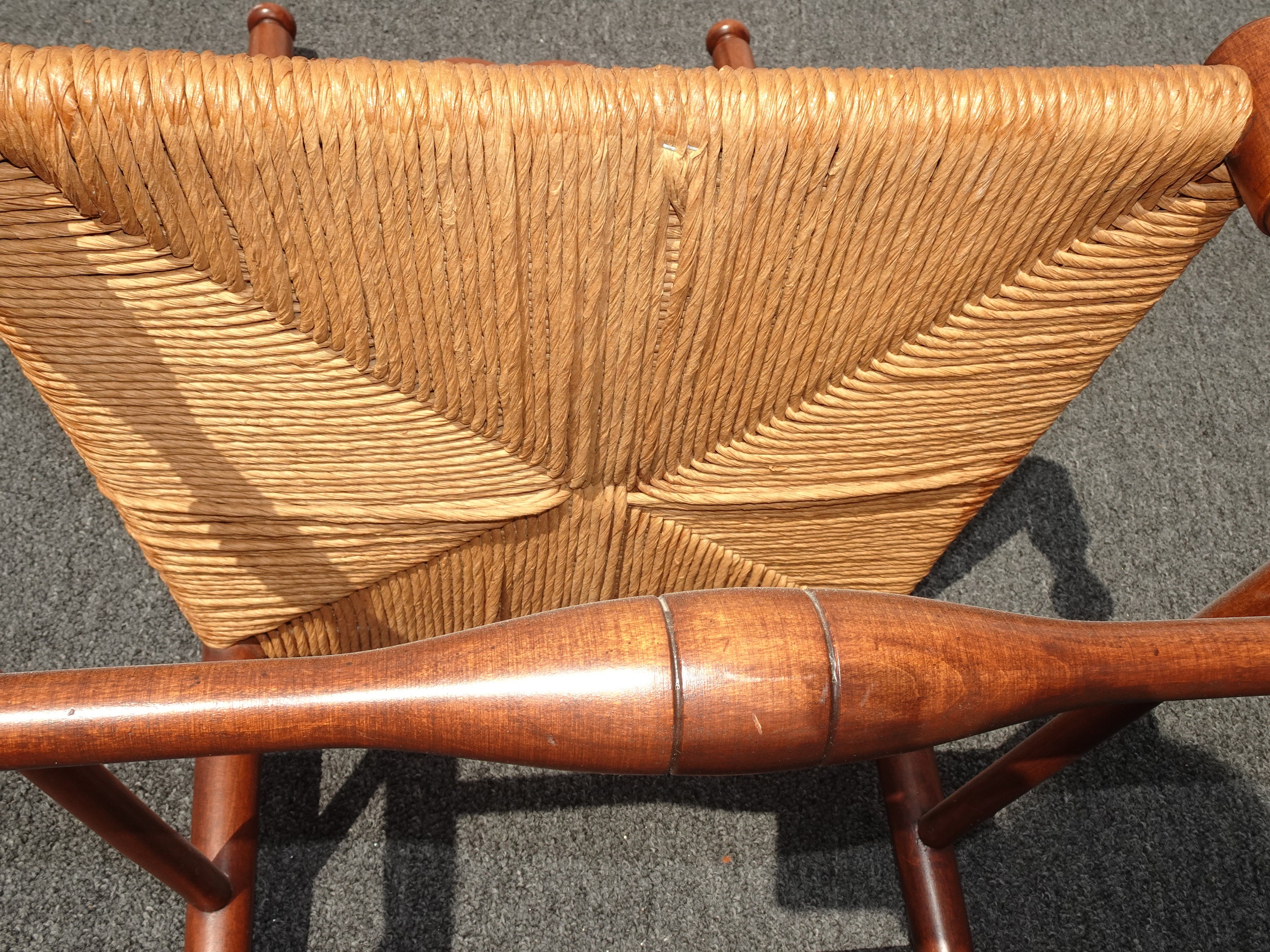 Pair of Vintage French Country Rush Seat Side Chairs