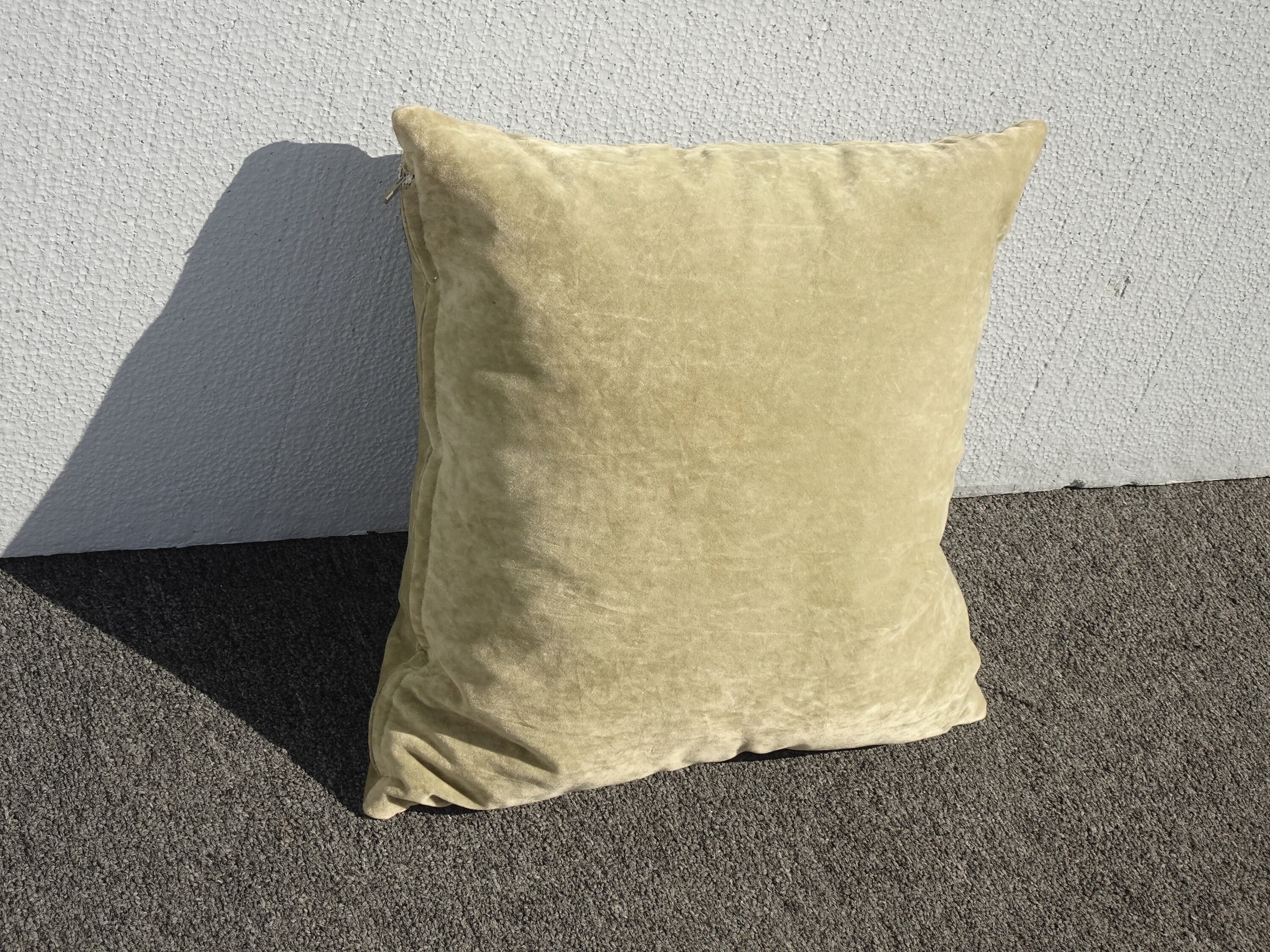 Green Velvet Down Feather Throw Pillow