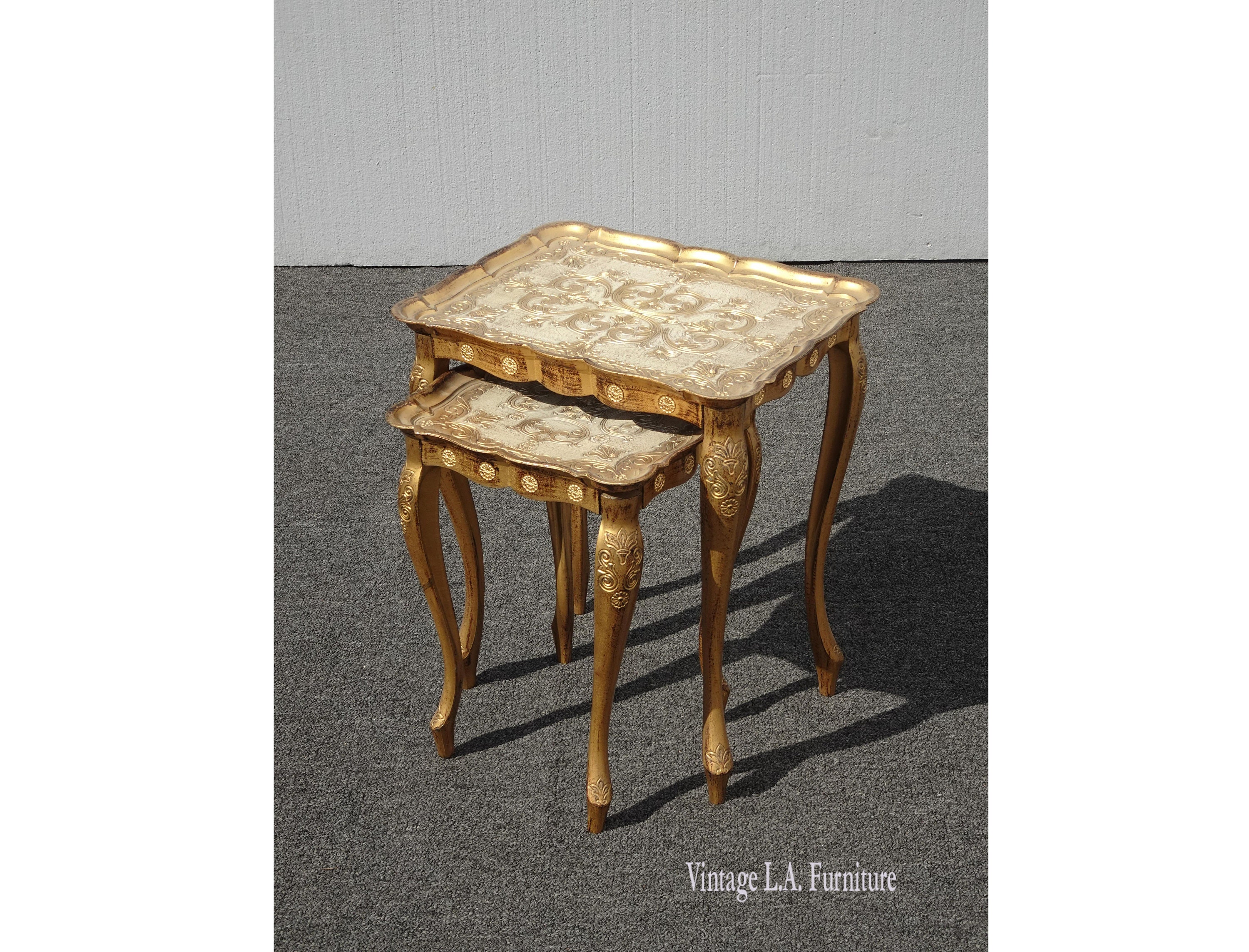 Vintage Italian Louis XV Gold Gilt Nesting Tables Made in italy