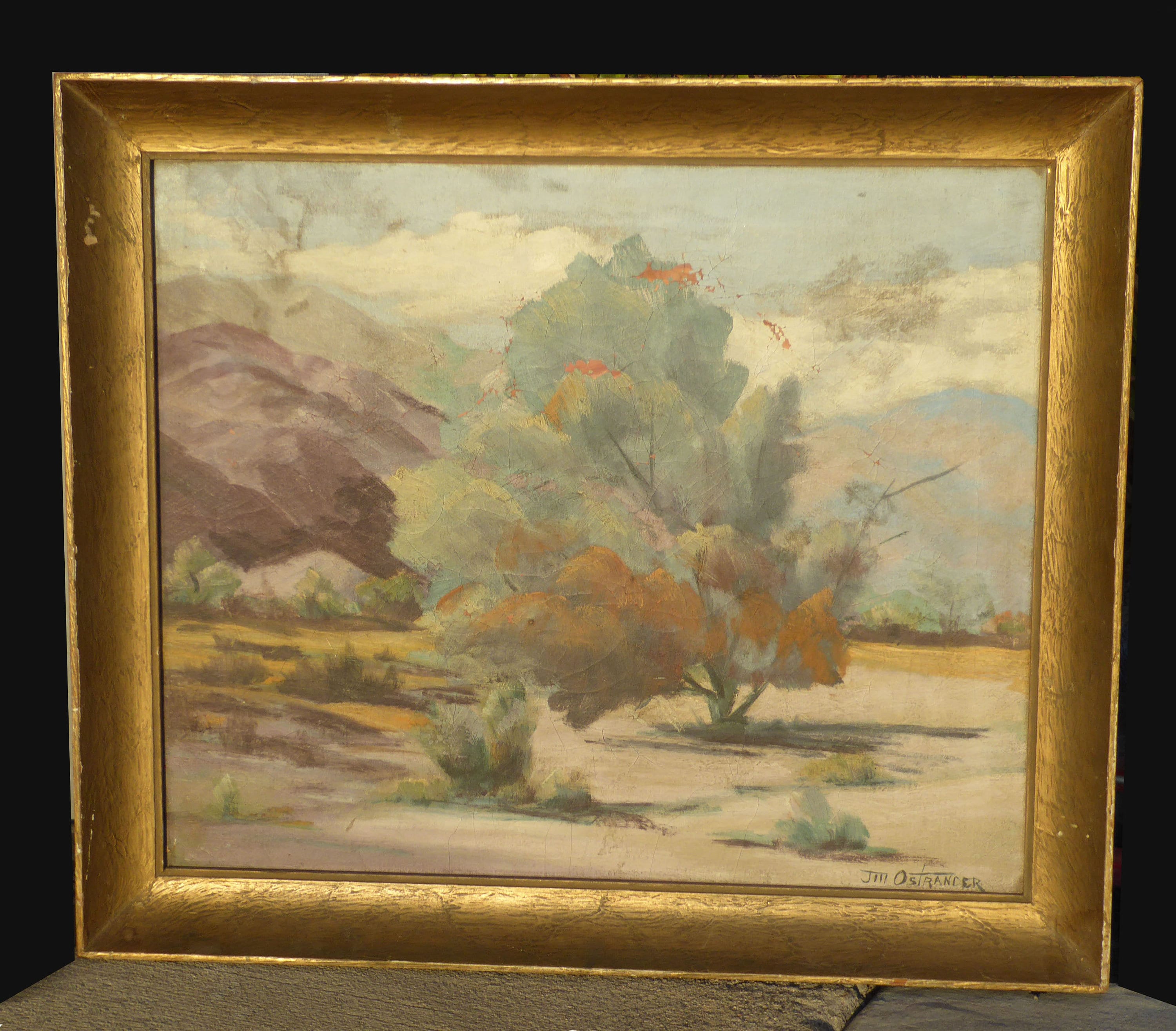 Antique Oil on Canvas Picture Painting of High Desert Scene by Jim ...