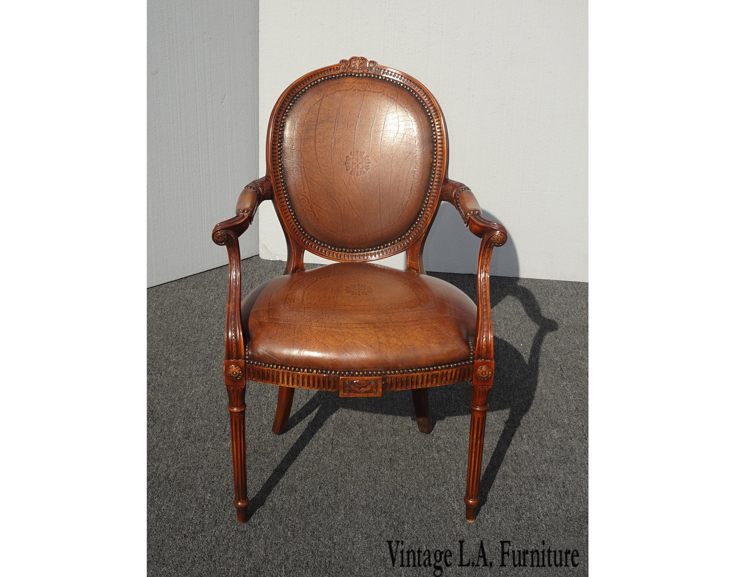 Theodore Alexander French Provincial Brown Embossed Leather Ornate ...