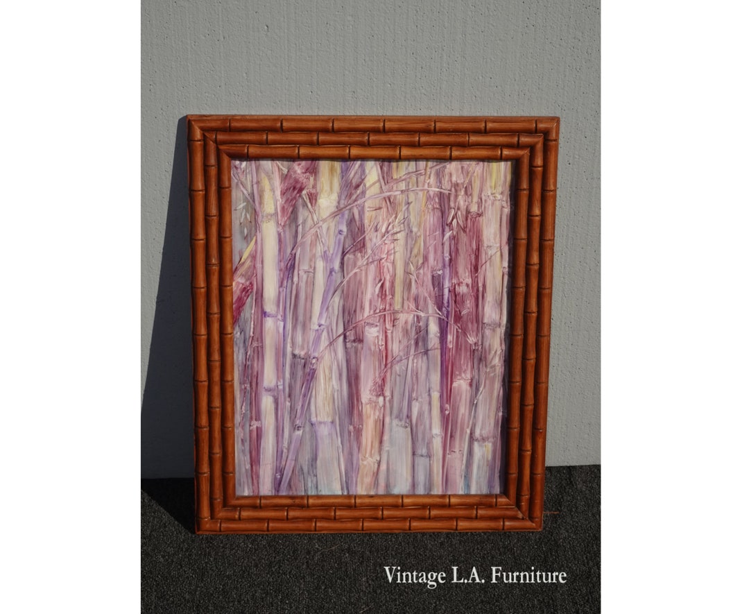 Vintage Bamboo Frame Abstract Watercolor Picture by Susan Wood - Etsy