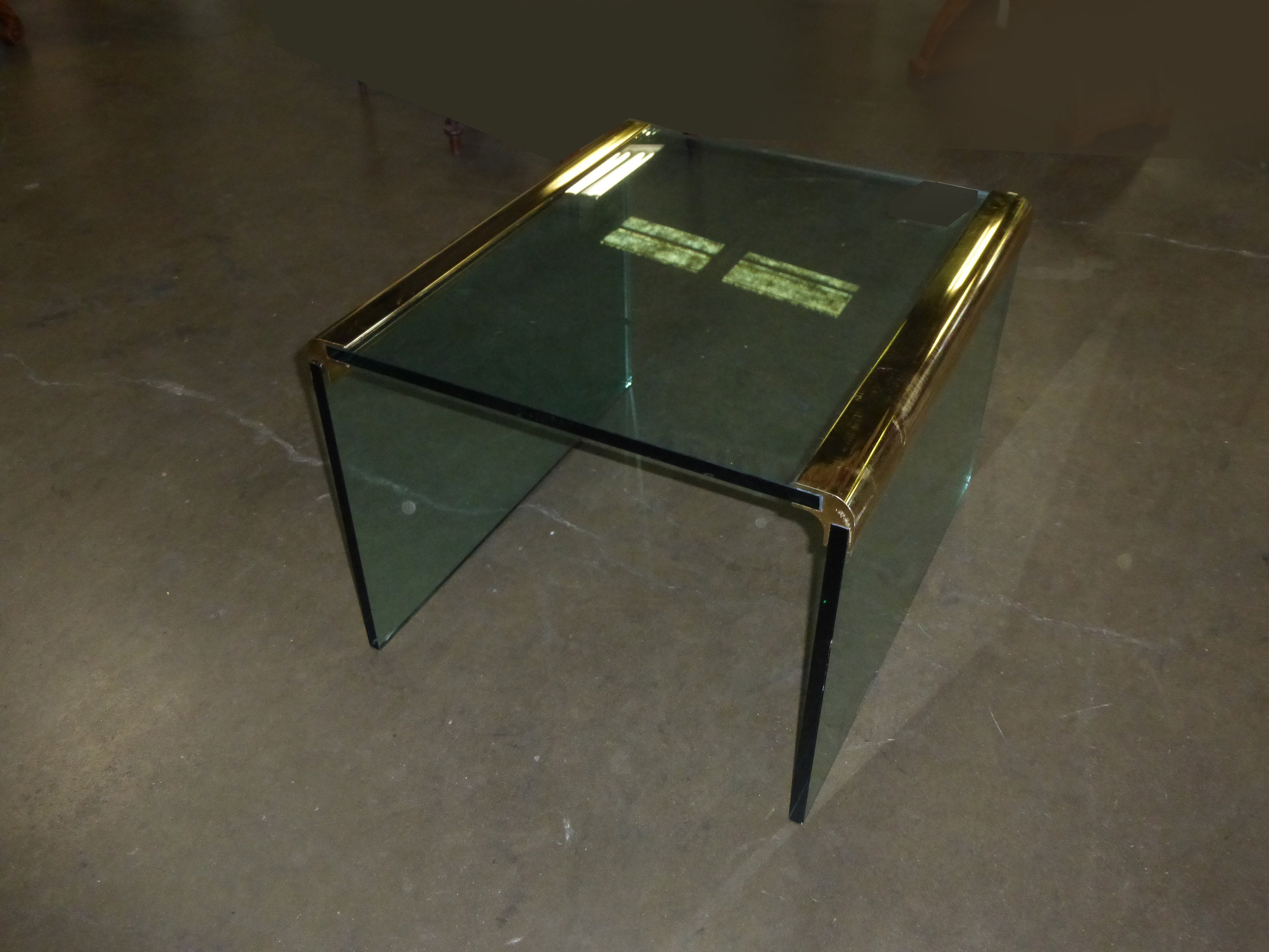Pace Collection By Leon Rosen Vintage Brass & Glass End Table Coffee Table