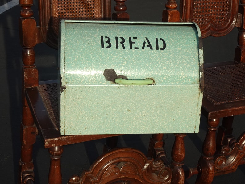 Vintage 1950's Mid Century Roll Top Green Metal Bread Box - Etsy