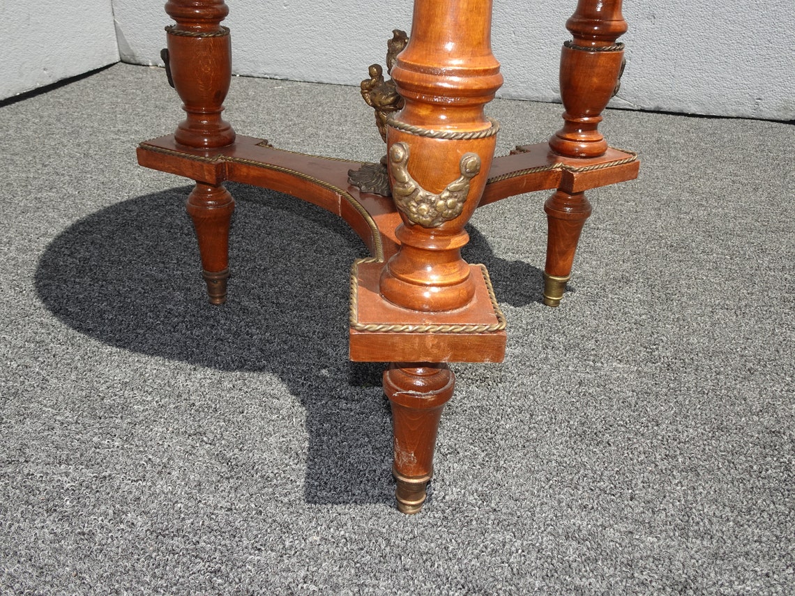 Vintage French Louis XVI Side Table W Brass Ormolu Marquetry Inlay ...