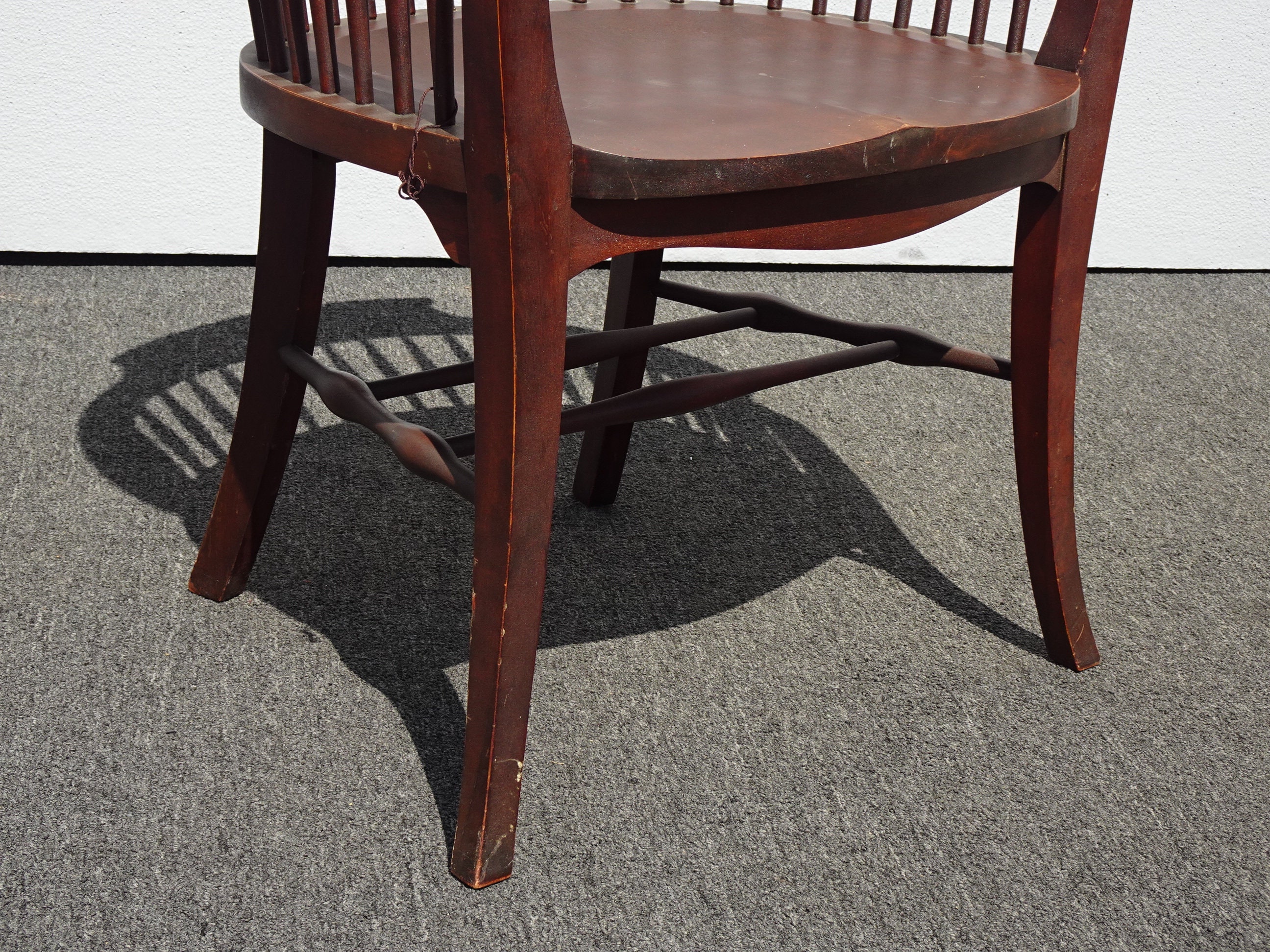 Antique French Country Solid Wood Accent Captain Tub Chair W Vertical ...