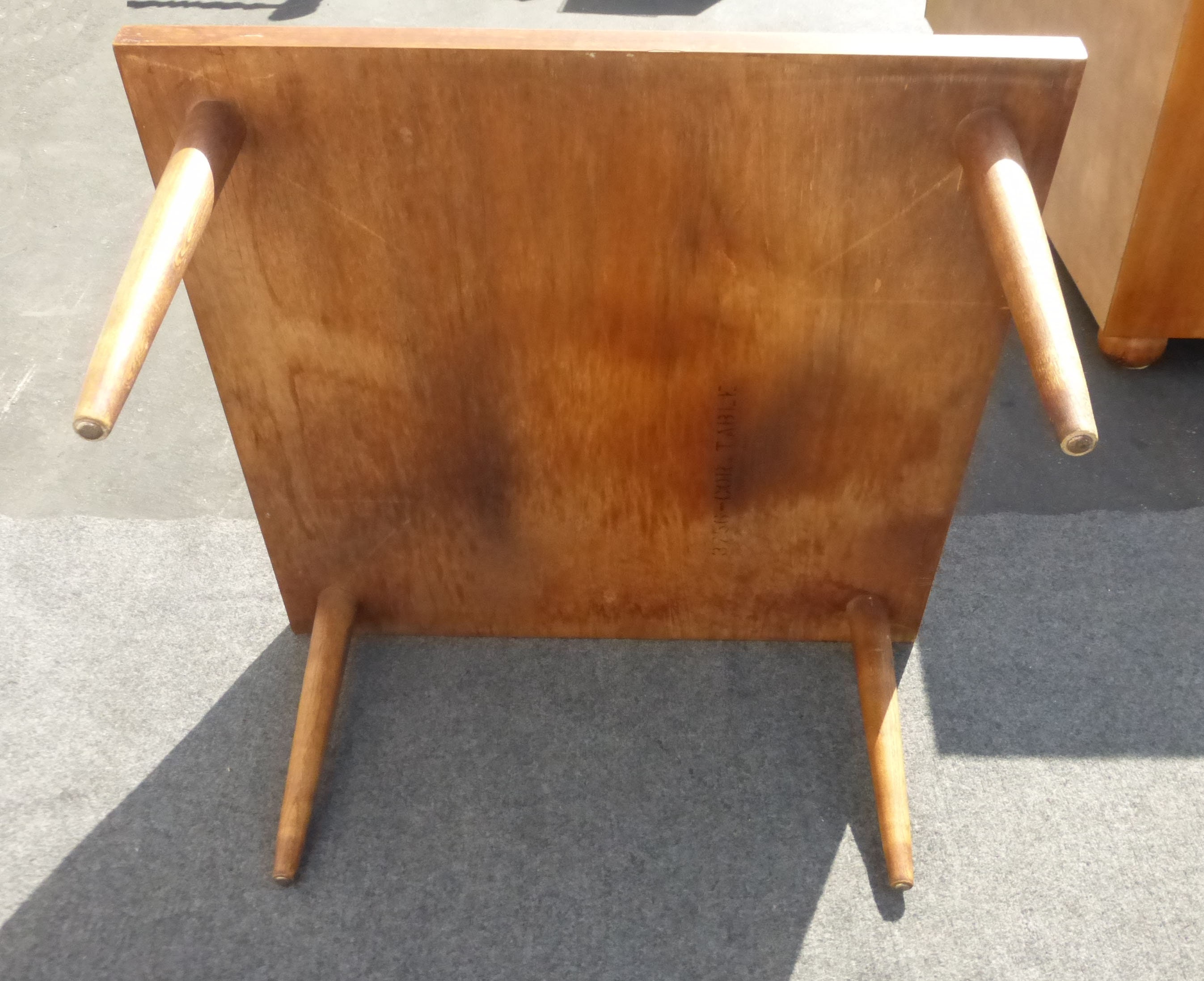 Vintage Danish Mid Century Modern Square Peg Leg Coffee table w X's on Top