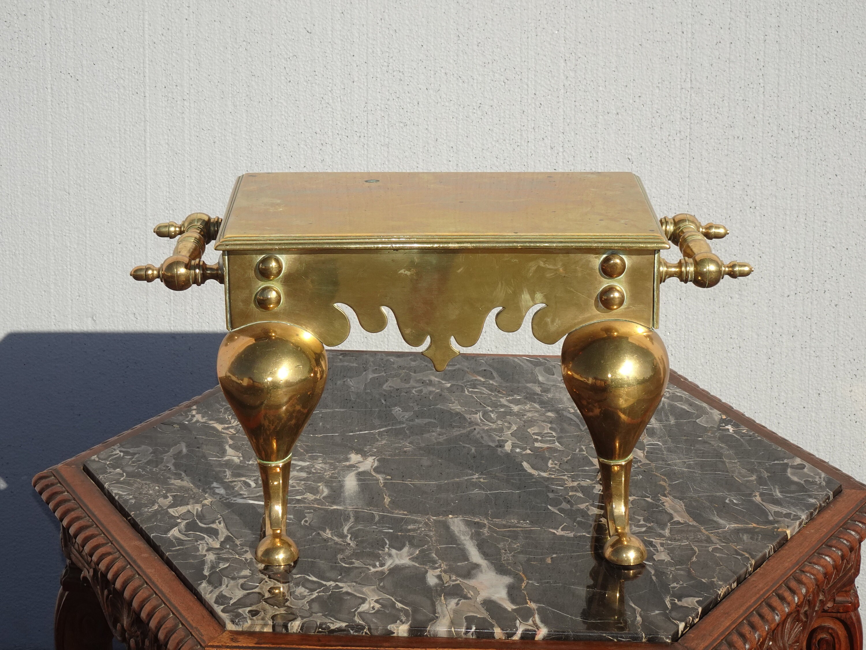 Antique Victorian Brass Coachman's Footstool Footman Stool Trivet Stand ...