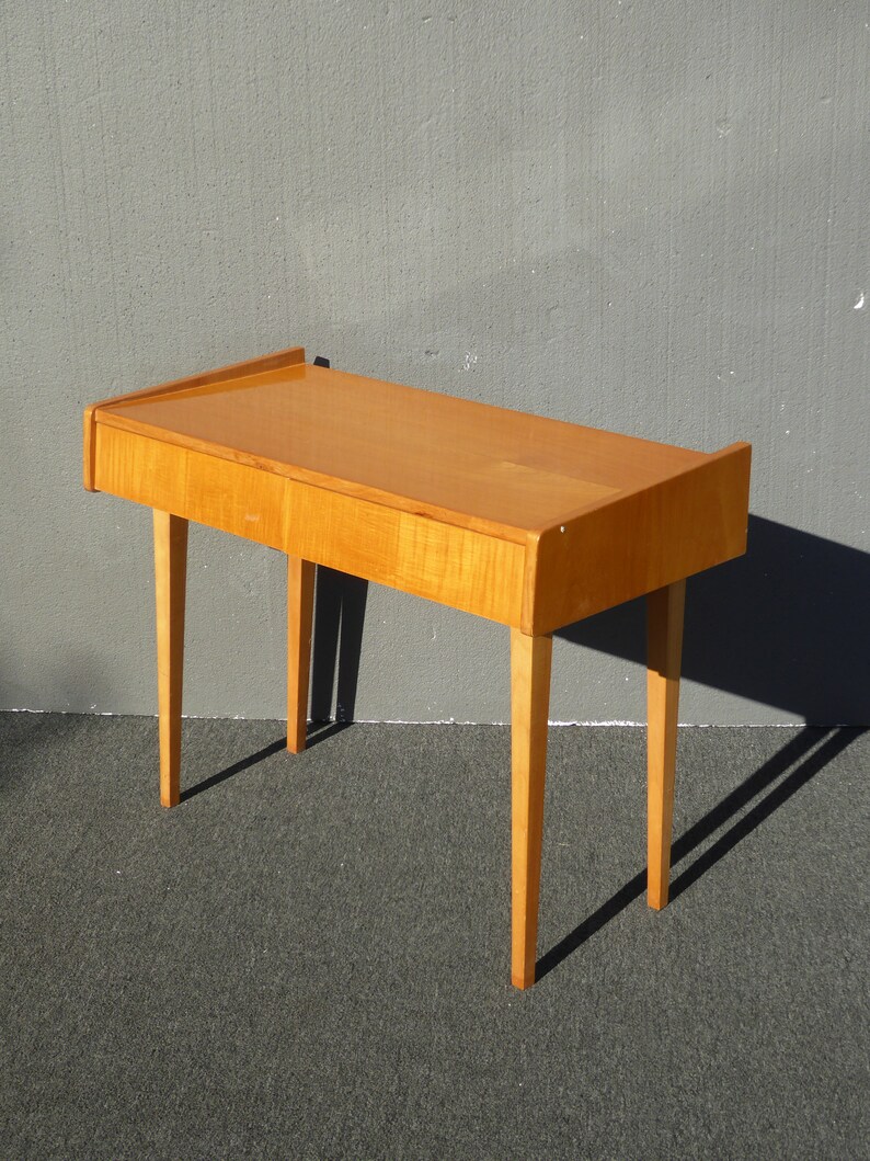 Vintage Mid Century Modern Golden Brown Side Table W Two - Etsy