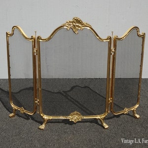 Vintage French Provincial Louis XVI Stye Three Panel Brass - Etsy