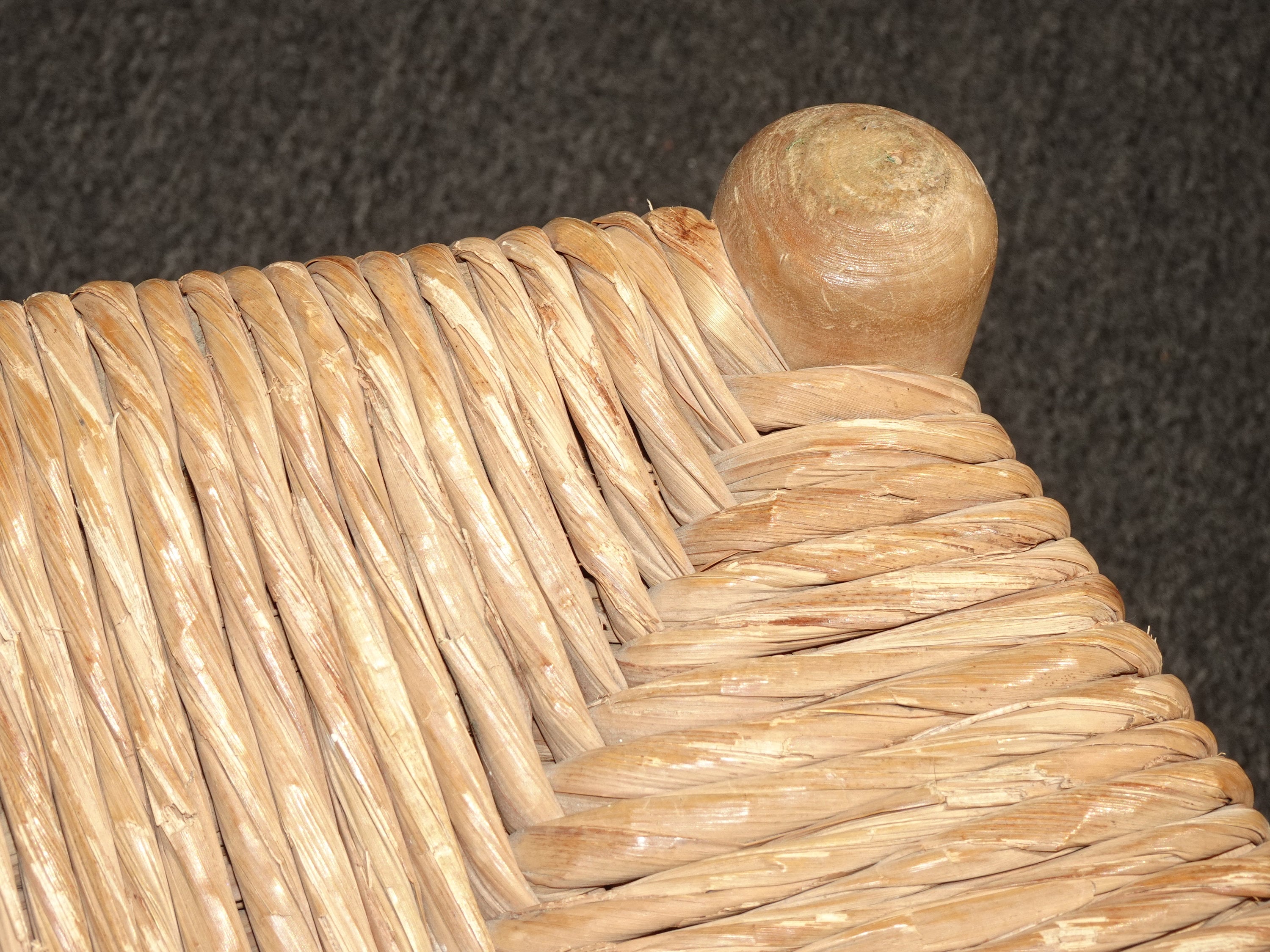 French Country Small Straw Stool Bench