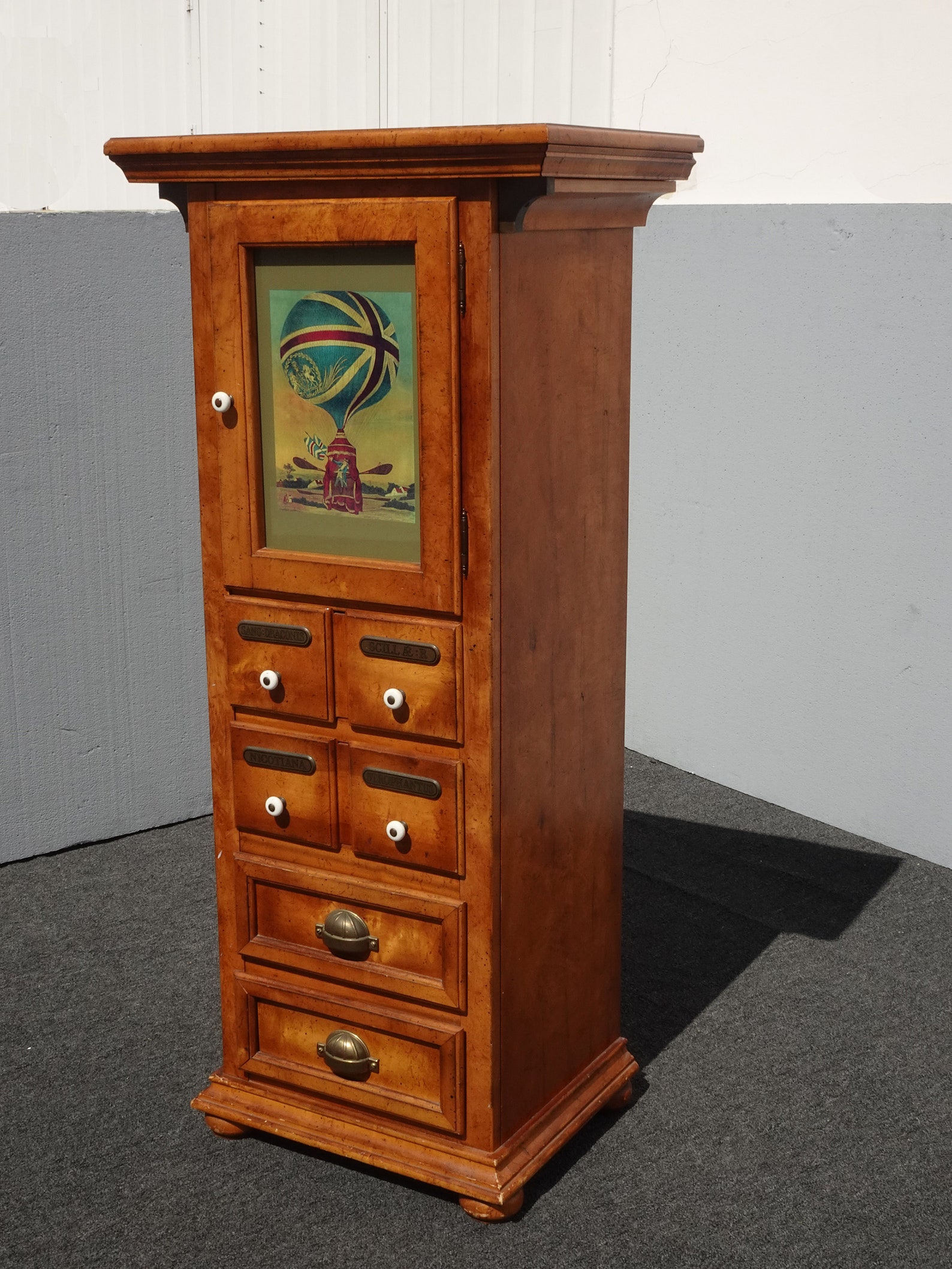 Vintage French Country Storage Cabinet ~ 4 Drawers & Cabinet W Shelves ...