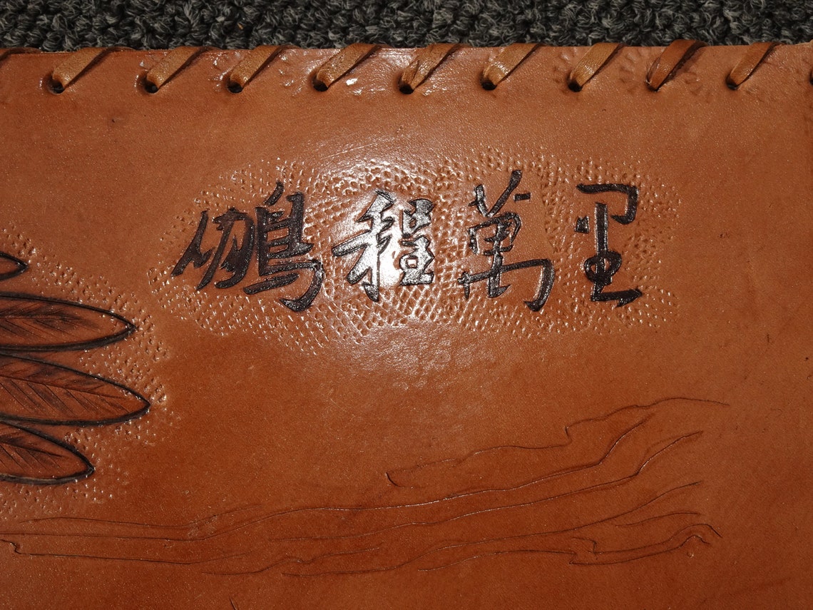 Embossed Leather Picture of Eagle Perched on Top of Roaring - Etsy