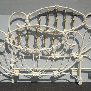 Vintage Elliott's Design White Enamaled Iron & Brass Full/queen ...