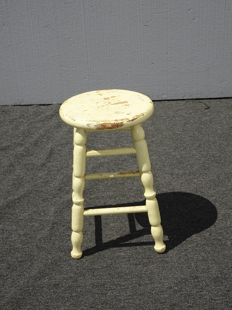 Vintage French Country Farmhouse Chic Yellow Rustic Stool - Etsy