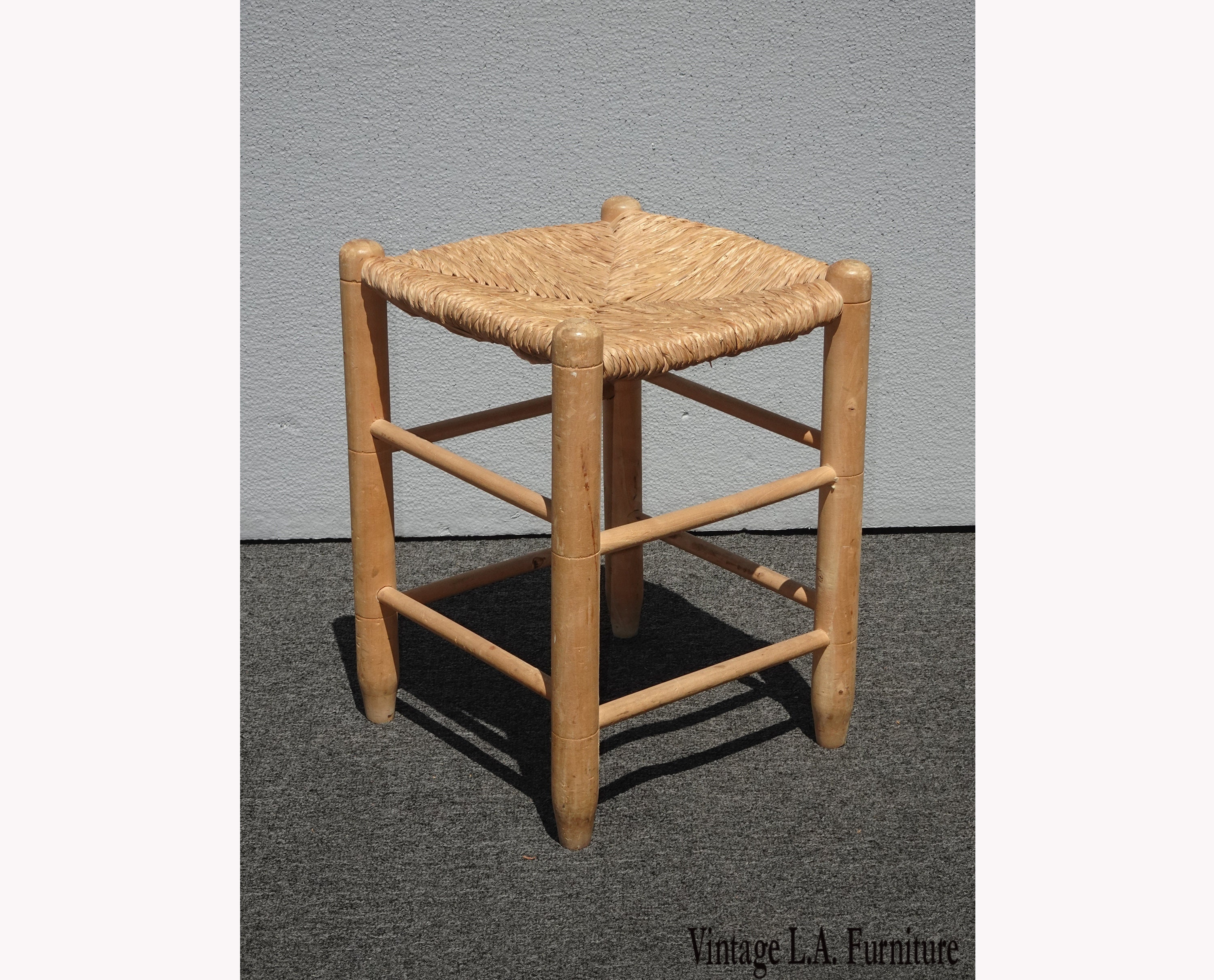 French Country Small Straw Stool Bench