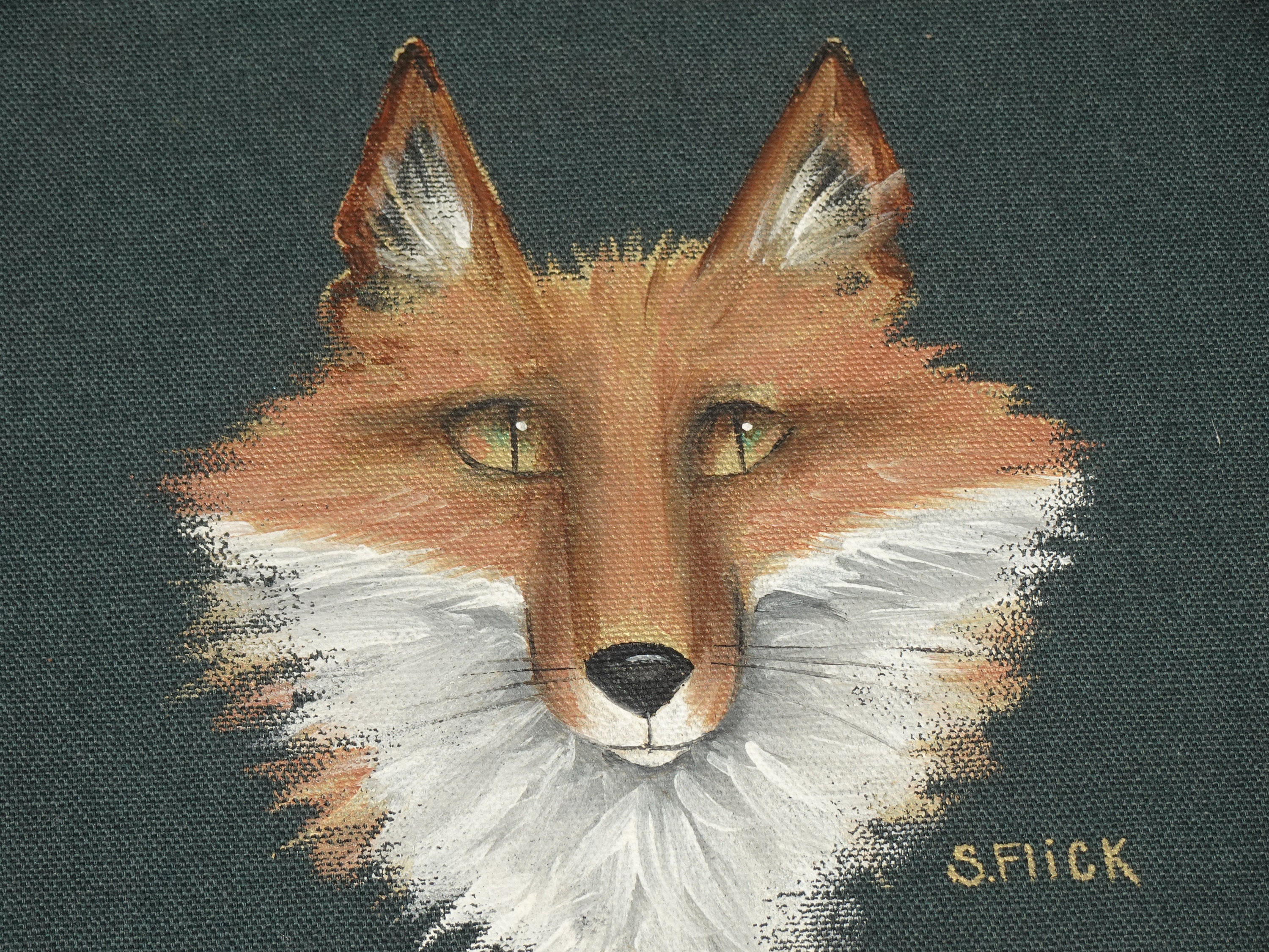 Vintage Hand Painted Fox Ottoman French Country Green Hoof Feet ...