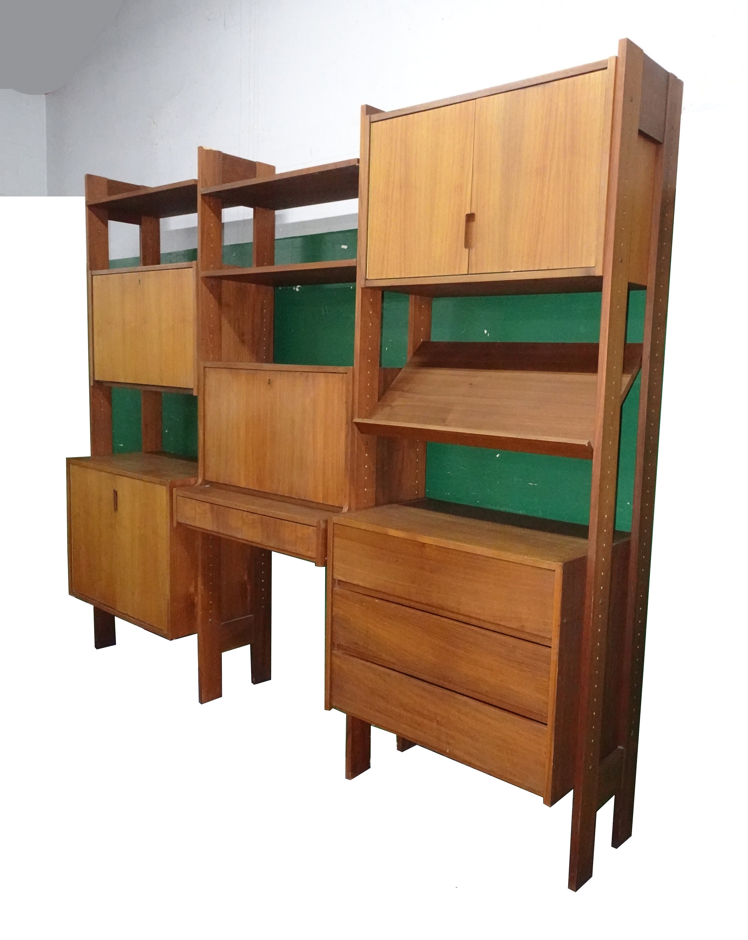 Vintage Danish Mid Century Modern Modular Three Bay Bookcase Desk ... Vintage Danish Mid Century Modern Modular Three Bay Bookcase Desk ...