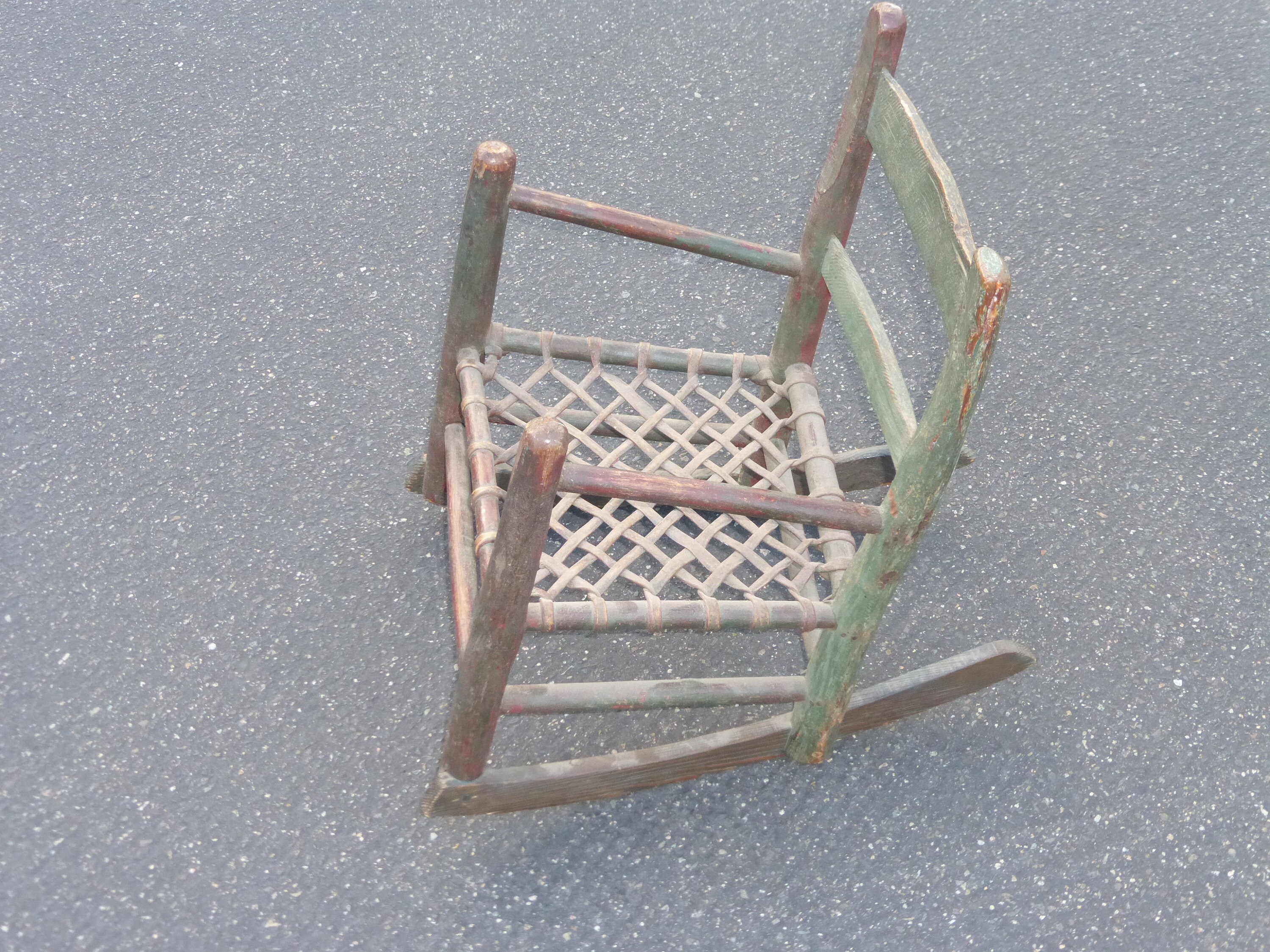 Vintage Childs Distressed Wood Rocking Chair