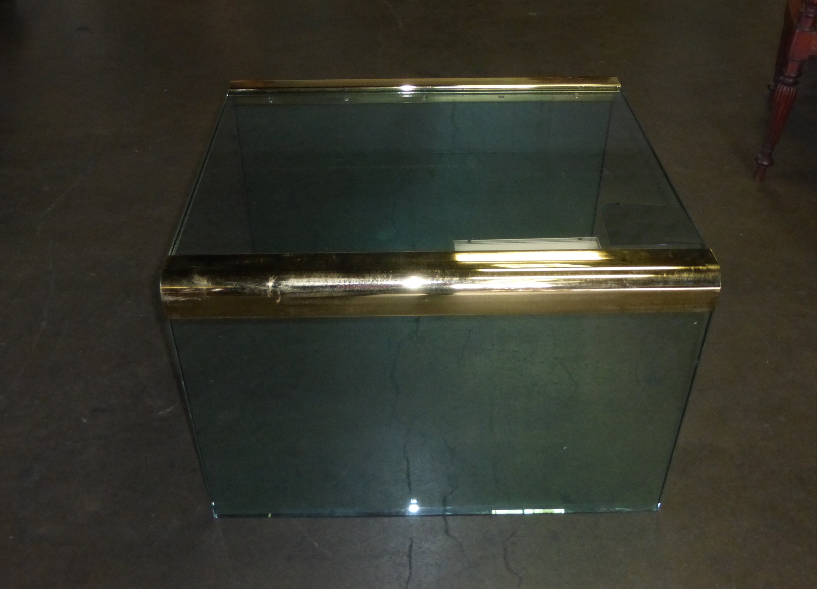 Pace Collection By Leon Rosen Vintage Brass & Glass End Table Coffee Table