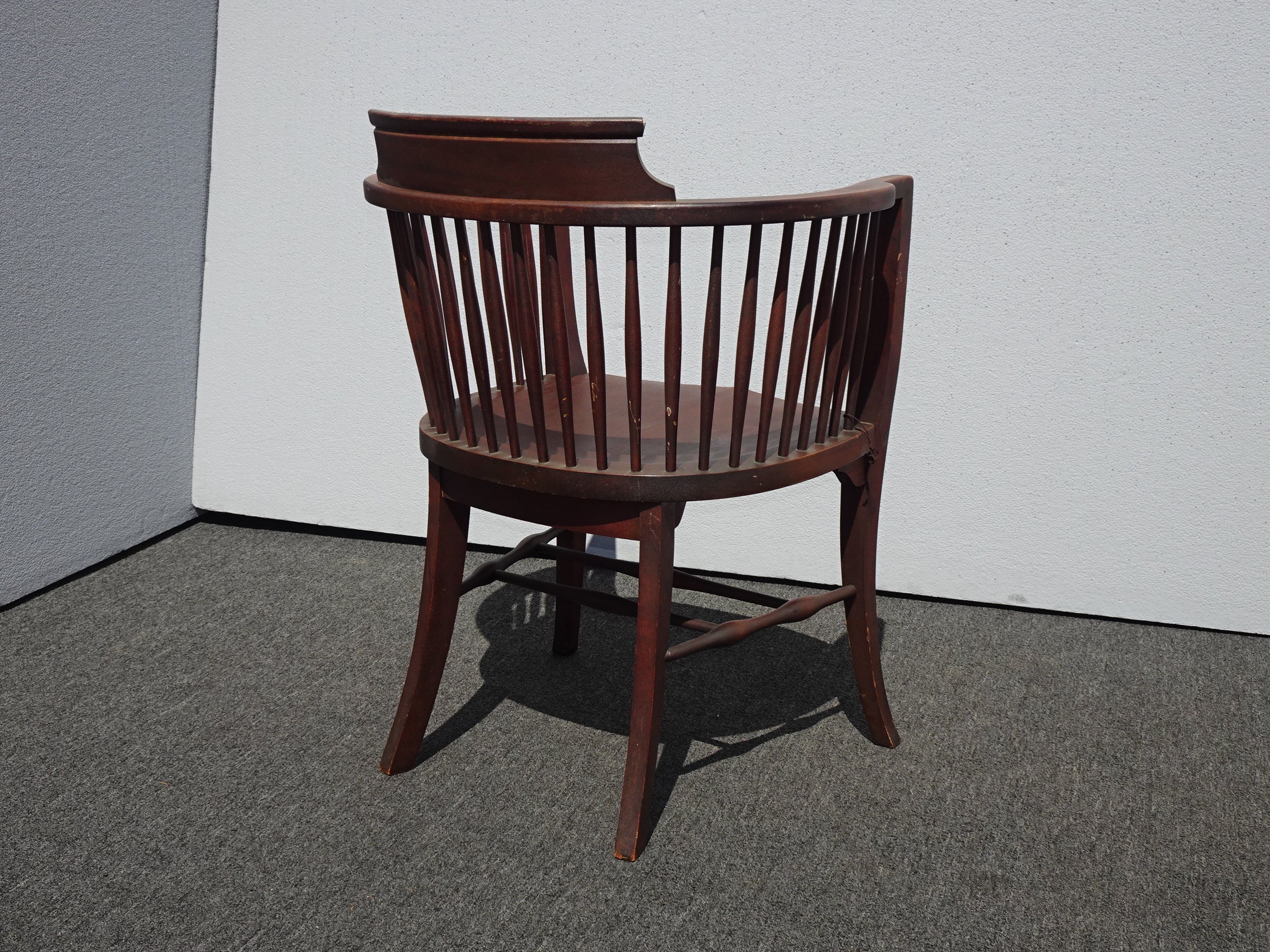 Antique French Country Solid Wood Accent Captain Tub Chair W Vertical ...