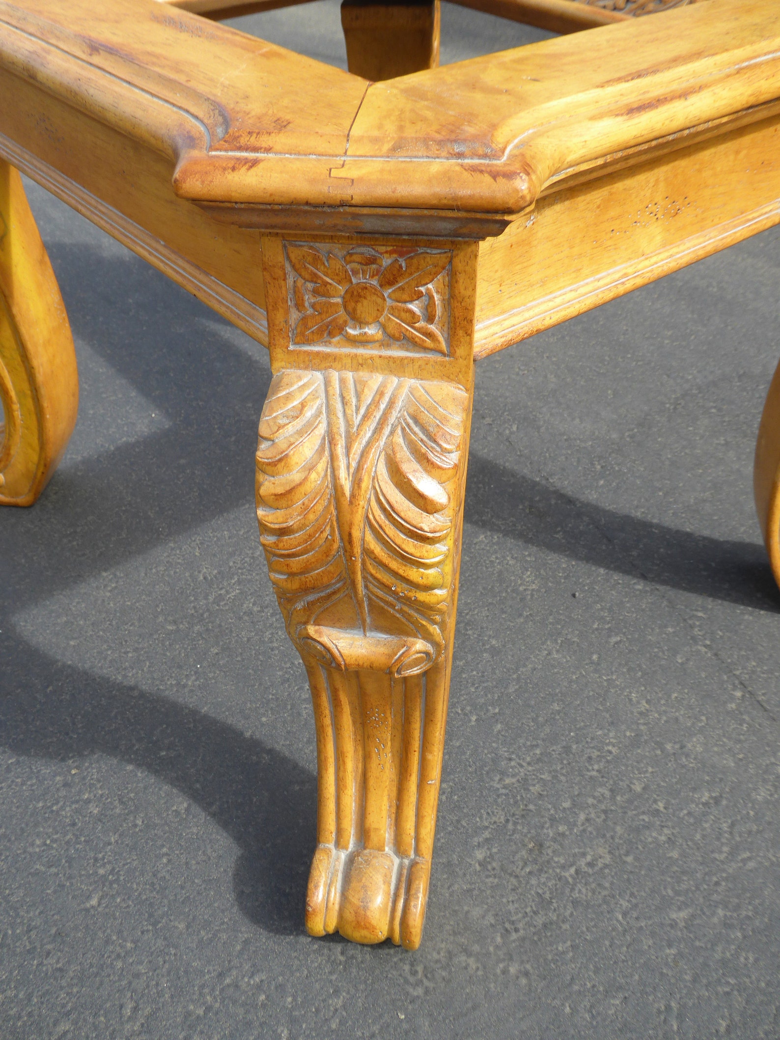 Pair Vintage Ornate Carved Wood End Tables With Glass Tops - Etsy