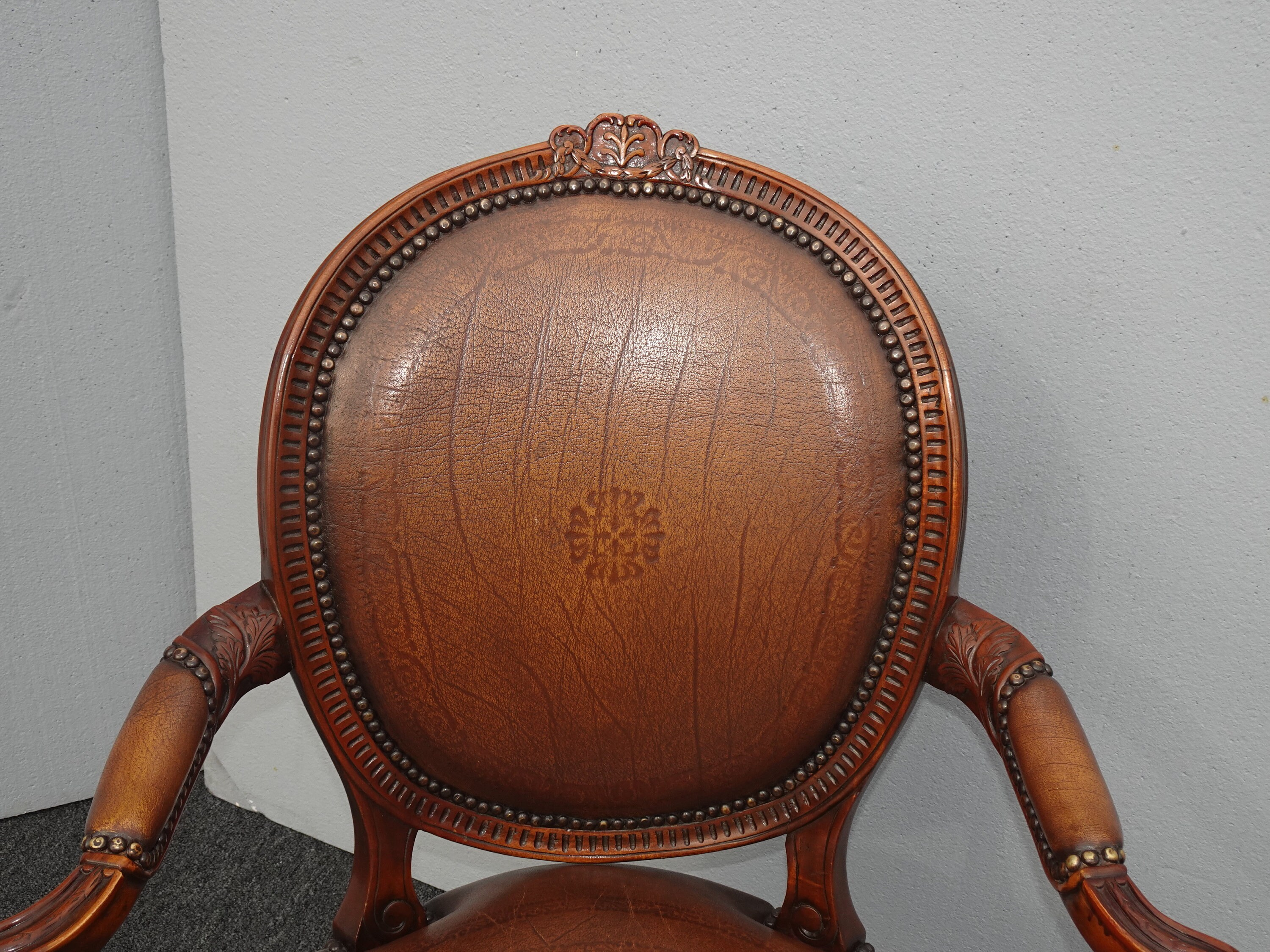 Theodore Alexander French Provincial Brown Embossed Leather Ornate ...