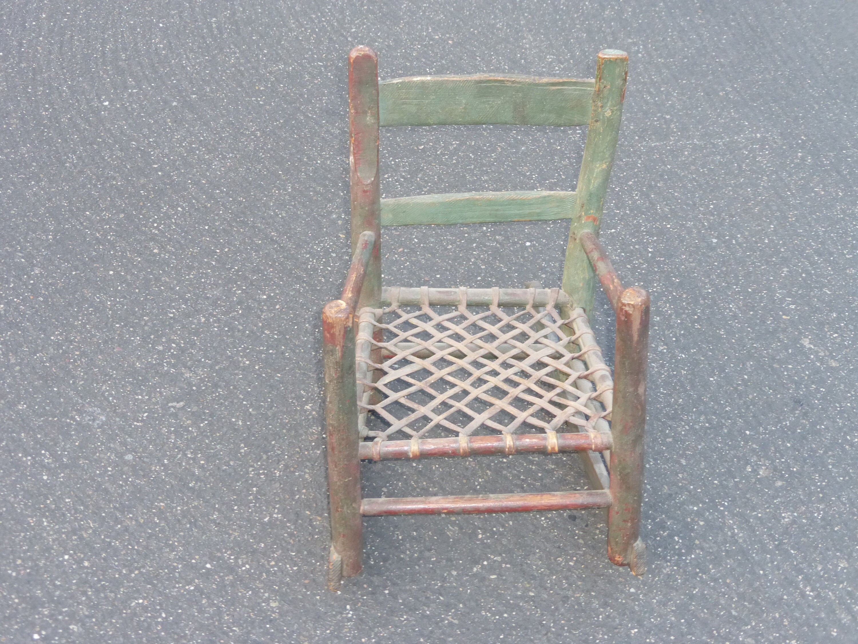 Vintage Childs Distressed Wood Rocking Chair