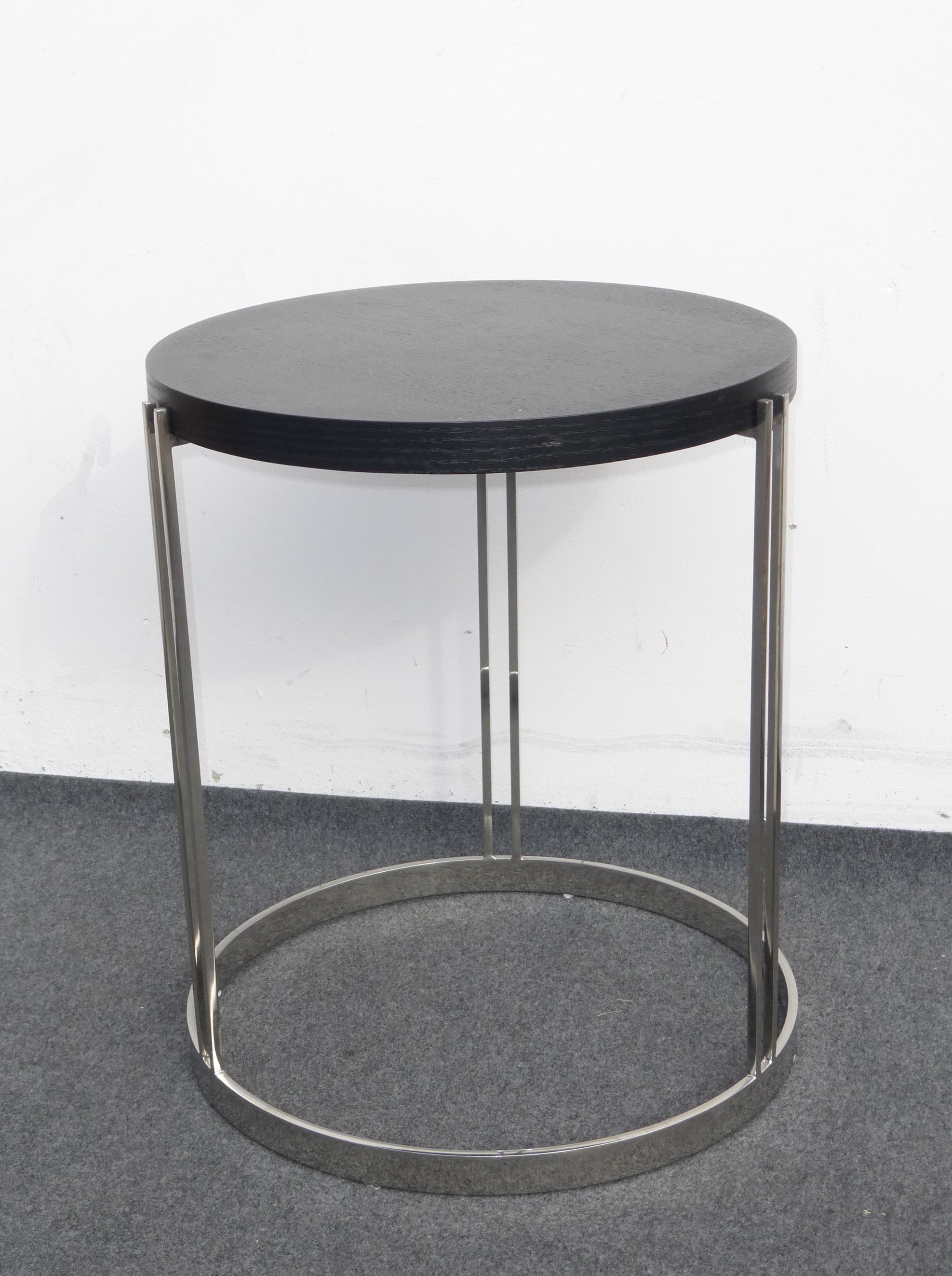 Modern Contemporary Round Black & Chrome Side Table Entry End Table ...