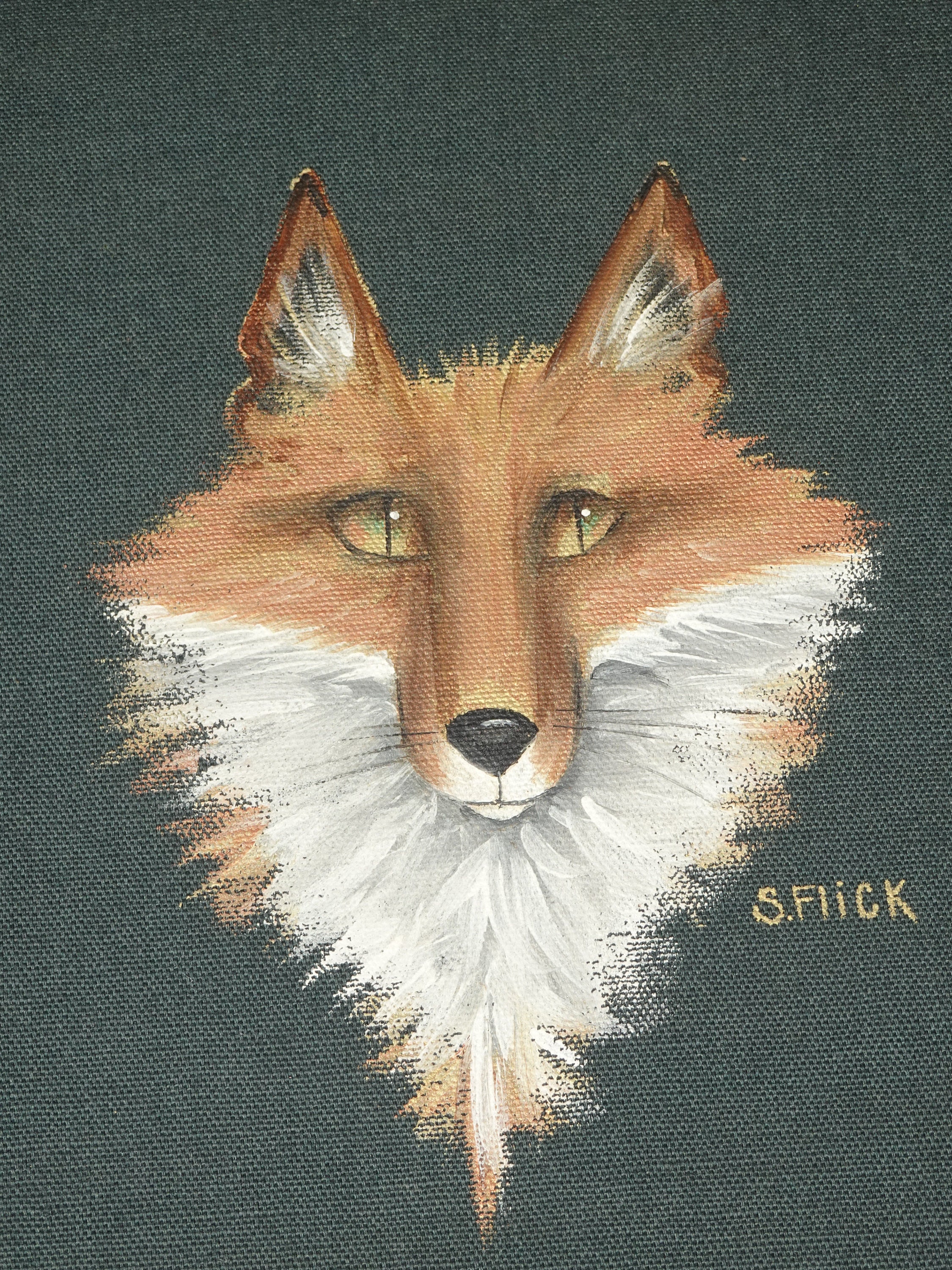 Vintage Hand Painted Fox Ottoman French Country Green Hoof Feet ...