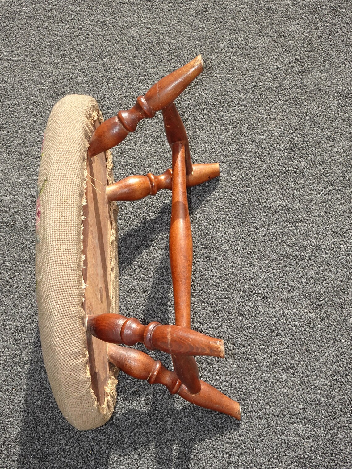 Vintage French Country Tan Needlepoint Floral Tapestry on Oak - Etsy