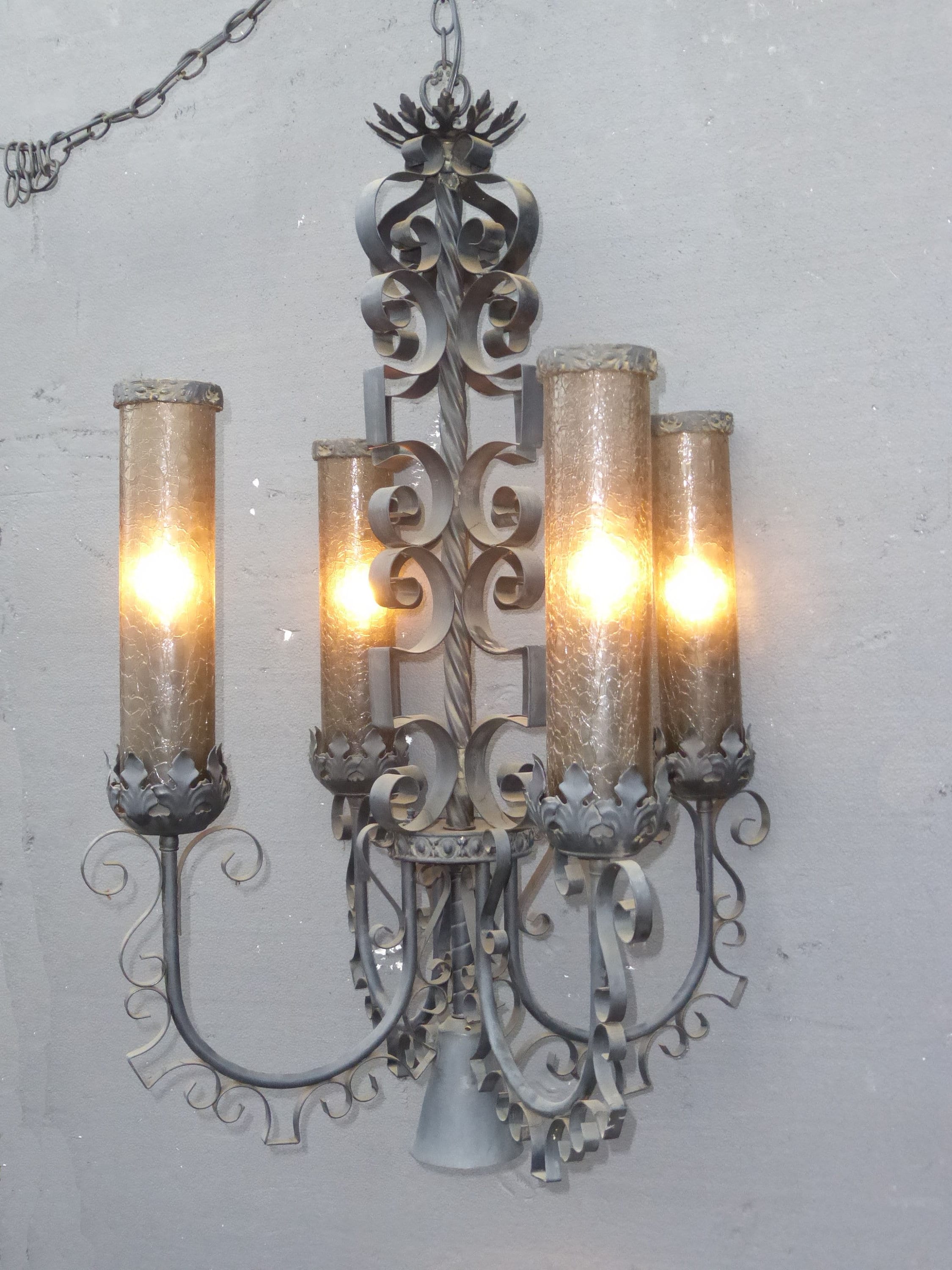 Vintage 38 Tall Spanish Revival Four Light Chandelier Renaissance Style ...