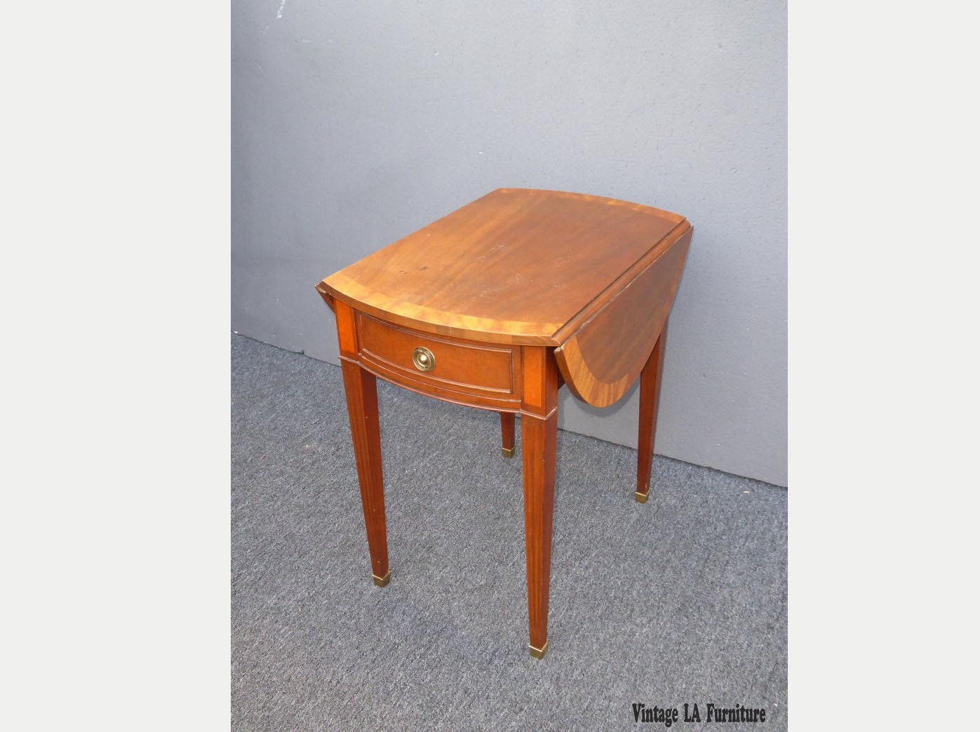 Vintage Baker French Provincial Single Drawer Drop Leaf Side Table