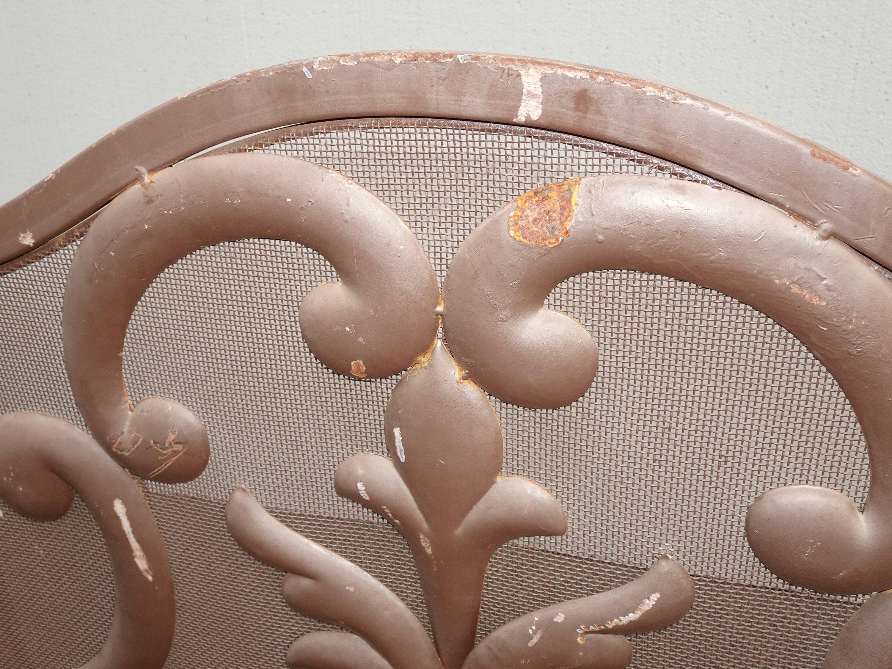 Vintage French Country Brown Three Panel Fireplace Screen w Scrolls ...