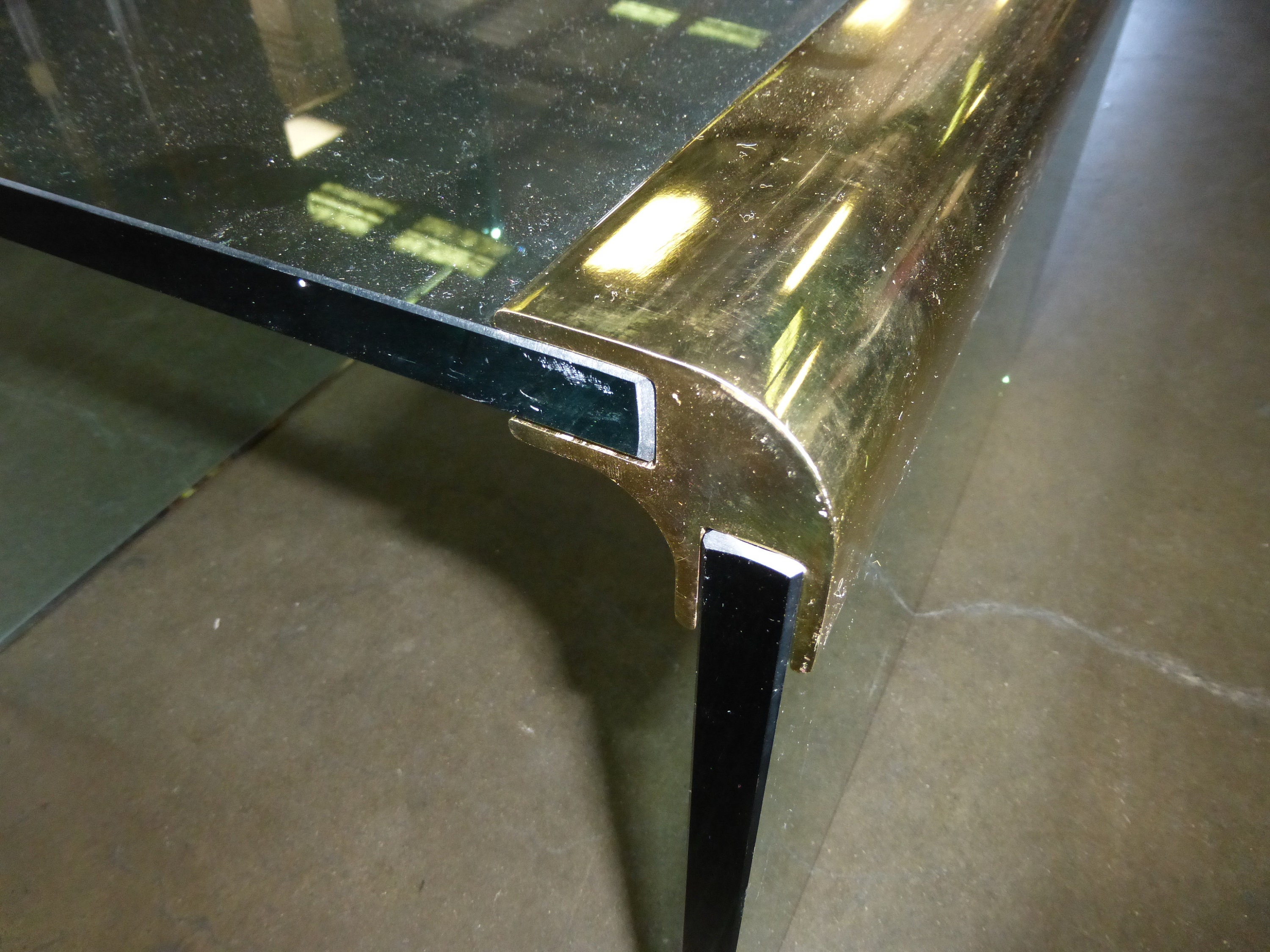 Pace Collection By Leon Rosen Vintage Brass & Glass End Table Coffee Table