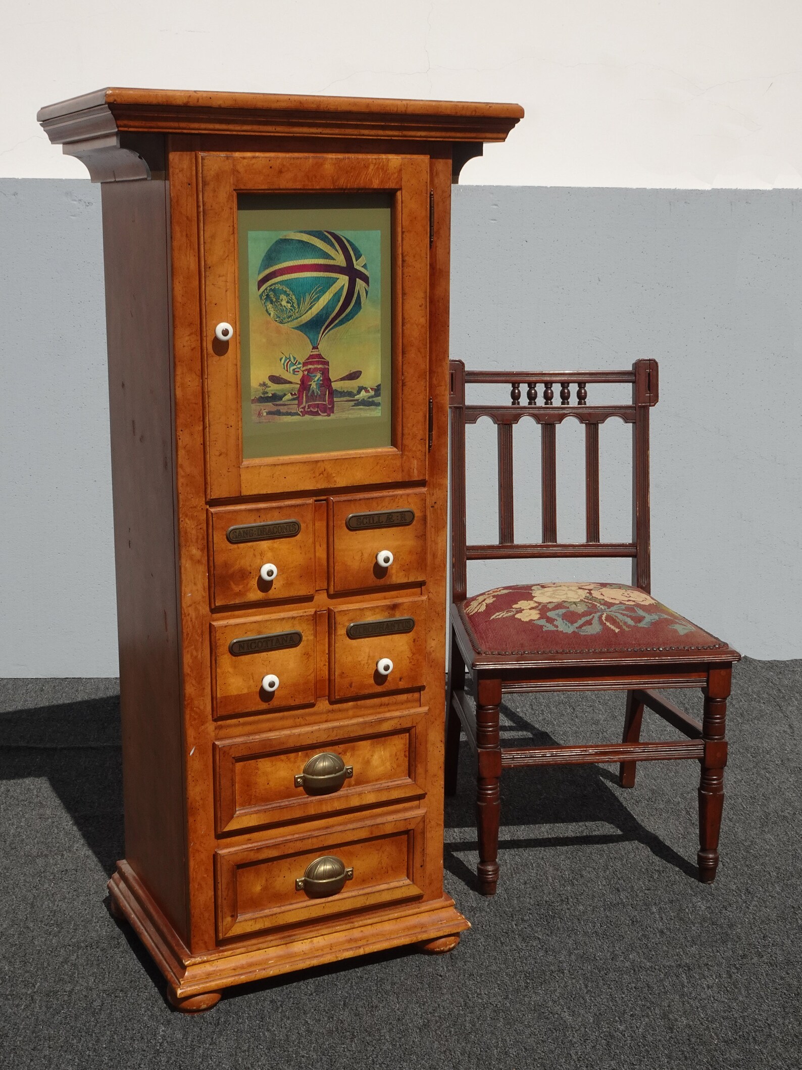 Vintage French Country Storage Cabinet ~ 4 Drawers & Cabinet W Shelves ...