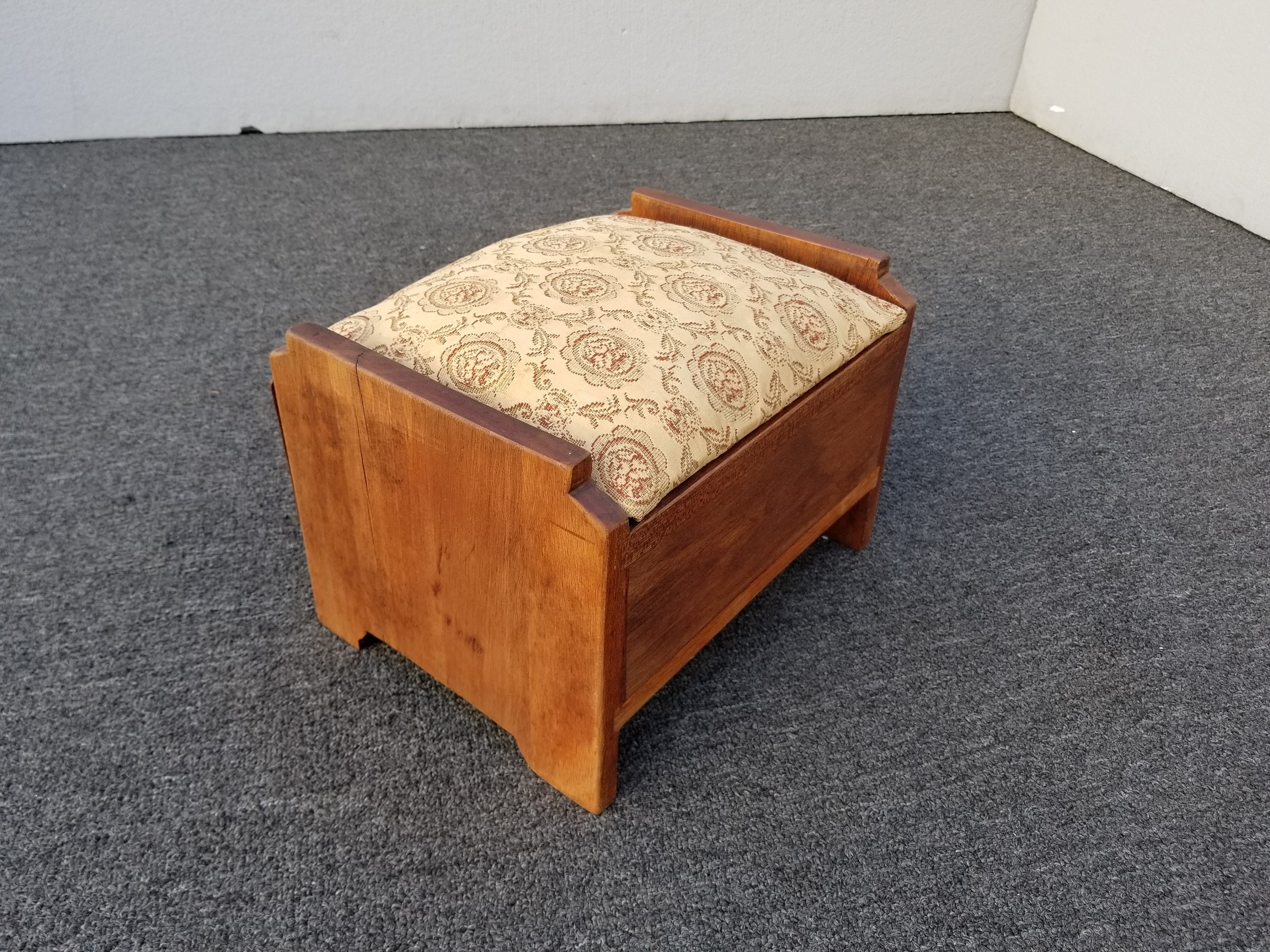 Vintage French Country Footstool w Drawer ~ use as Sewing Kit Storage