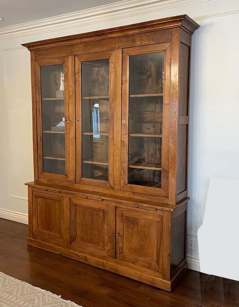 Antique French Restauration Bookcase W Glass Doors ~ Breakfront Made in ...